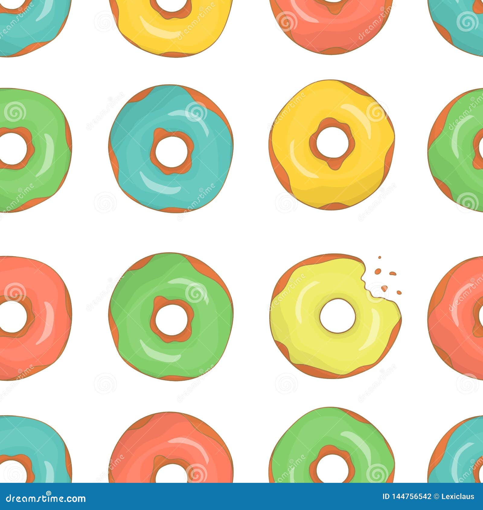 Vector Seamless Pattern of Colorful Doughnuts Stock Vector ...