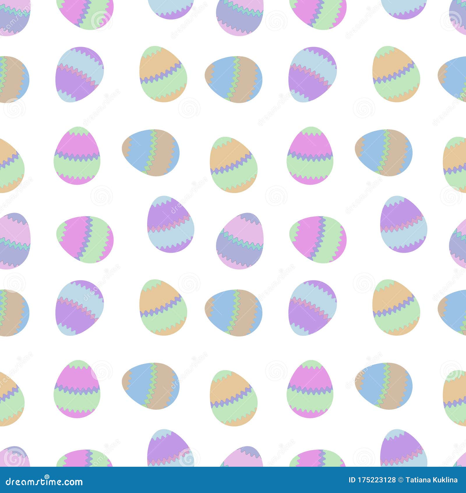 Vector Seamless Pattern of Colorful Easter Eggs with Abstract Zigzag and Pastel Color Isolated ...