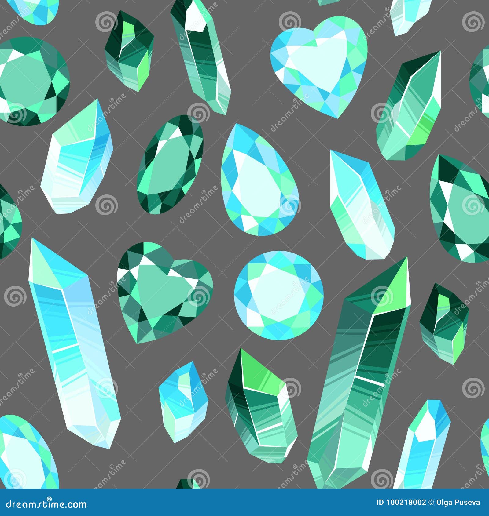 Seamless Pattern with Crystals Gems Stock Vector - Illustration of ...