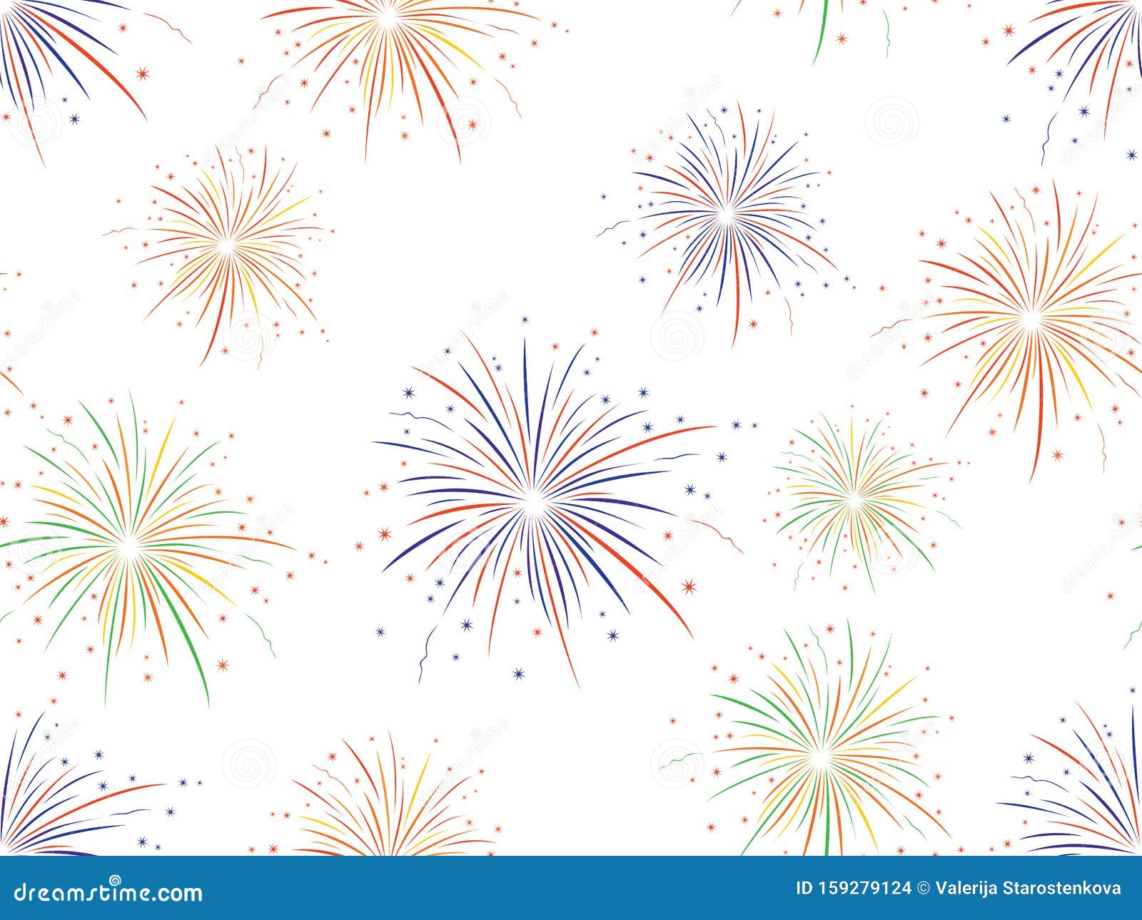 Vector Seamless Pattern of Colorful Fireworks Stock Vector ...