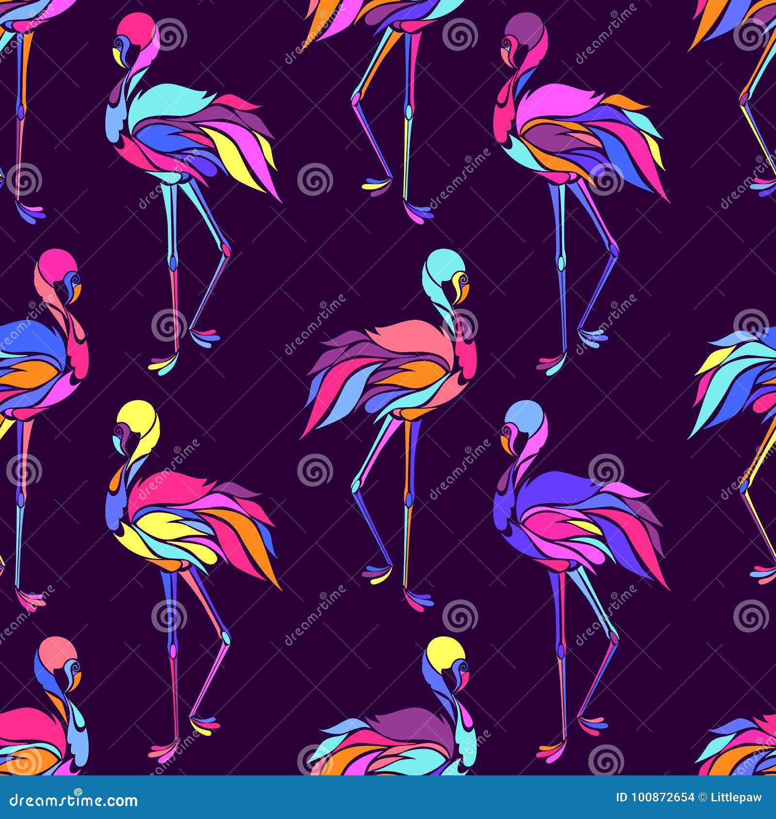 Vector Seamless Pattern With Colorful Flamingos. Texture Stock Vector ...