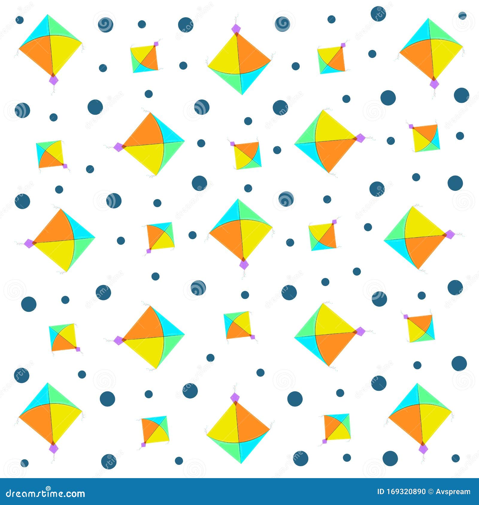 Vector Seamless Pattern with Colorful Kites. Vector Illustration Stock ...