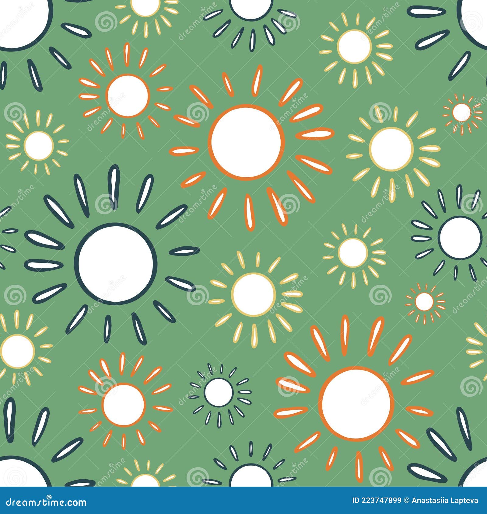 Vector Seamless Pattern Colorful Lined Design of Abstract Lined Sun ...