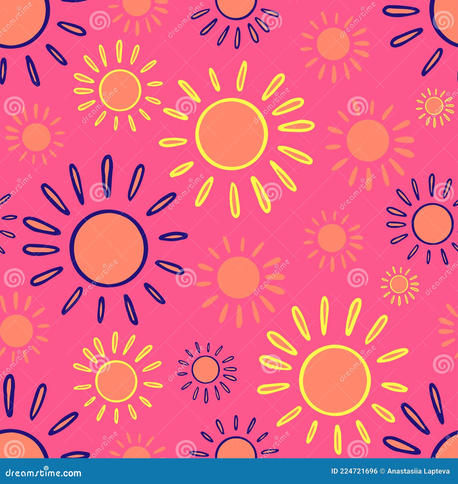 Vector Seamless Pattern Colorful Lined Design of Abstract Lined Sun in ...