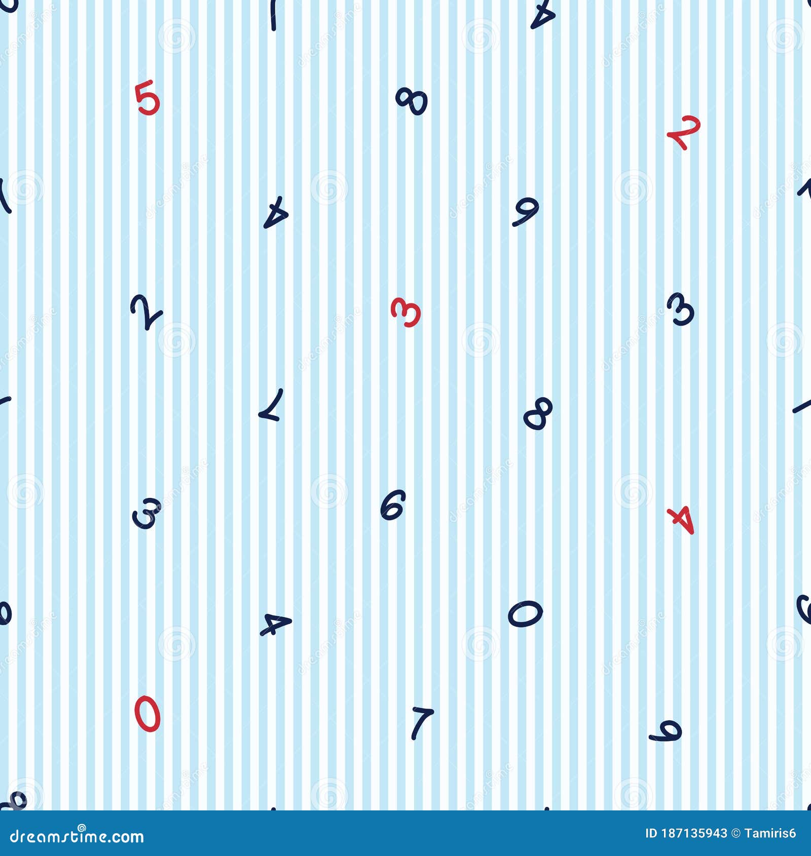 Seamless Pattern with Numbers on Stripes Background Stock Vector ...