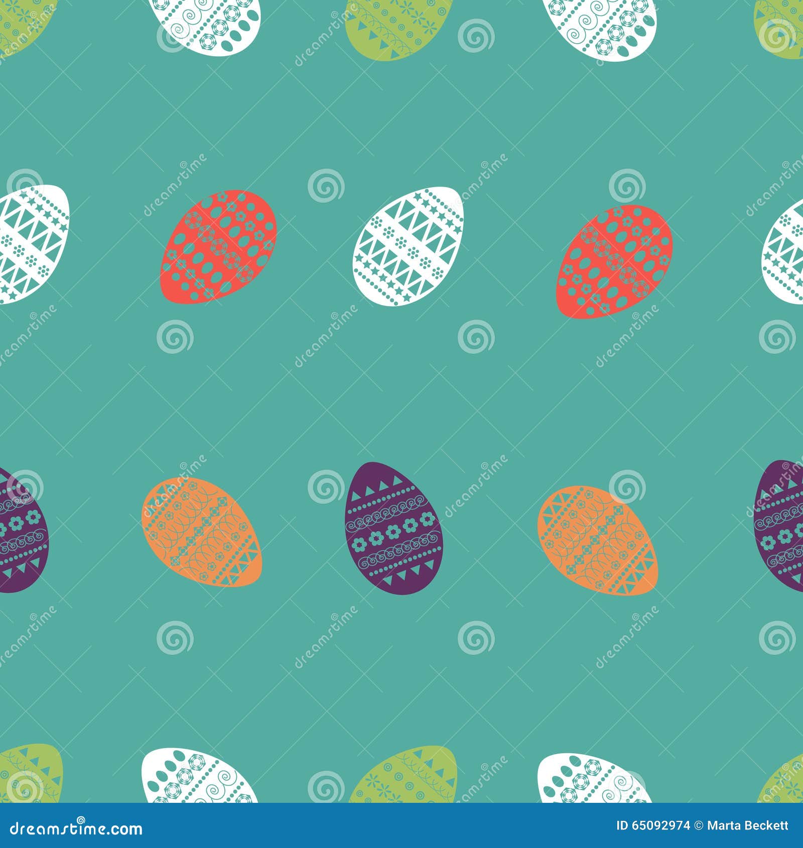 Vector Seamless Pattern of Colorful and Ornate Easter Eggs. Fresh and ...