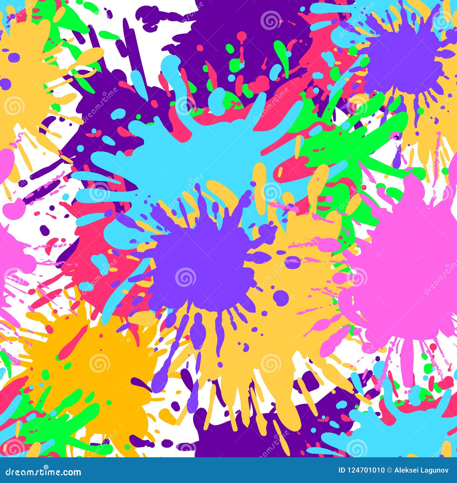 Vector Seamless Pattern: Colorful Paint Splashes Background, Artistic ...