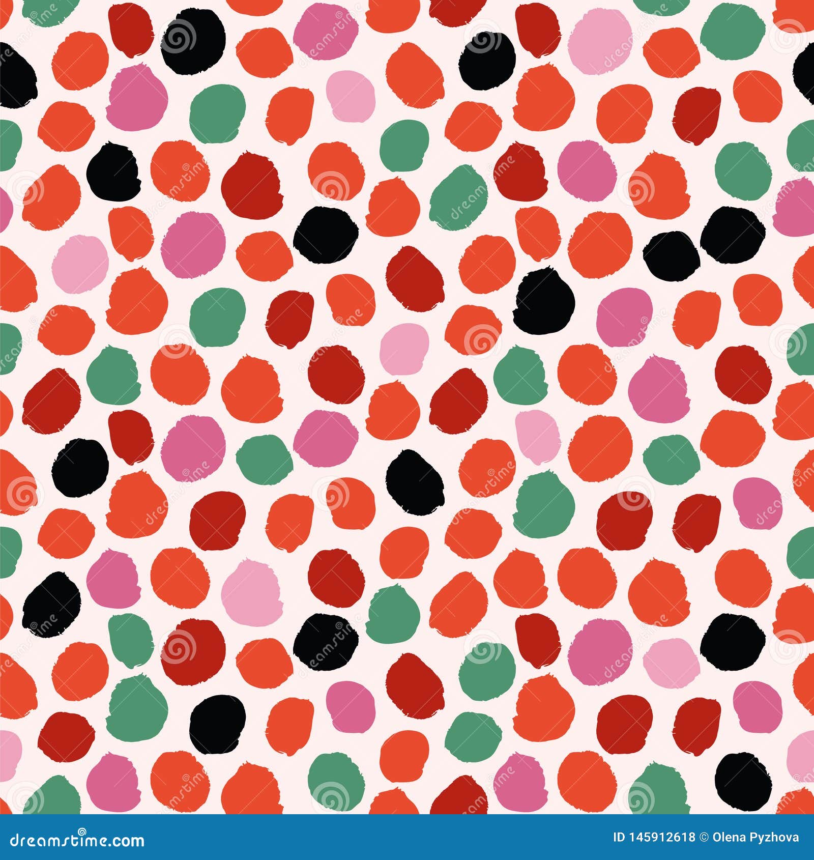 Vector Seamless Pattern. Colorful Painted Watercolor Points. Hand Drawn ...