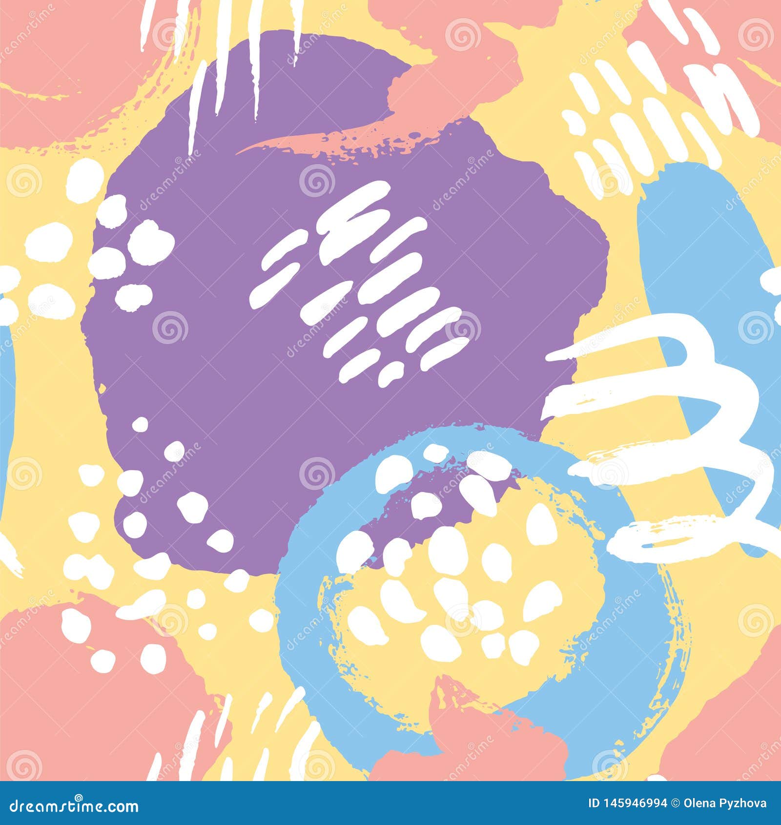 Vector Seamless Pattern. Colorful Painted Watercolor Points. Hand Drawn ...