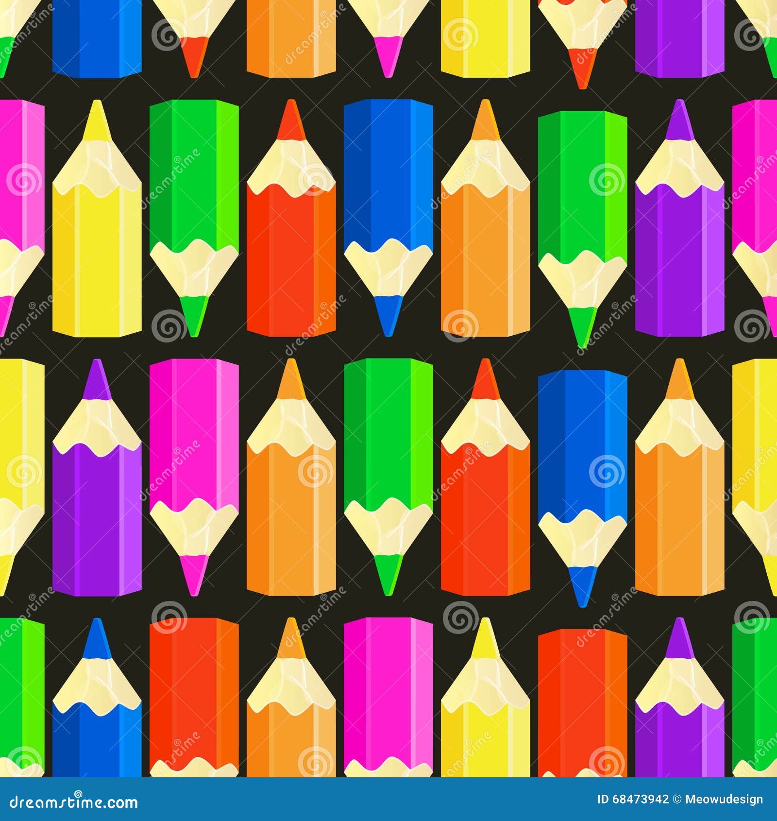 Vector Seamless Pattern with Colorful Pencils Stock Vector ...