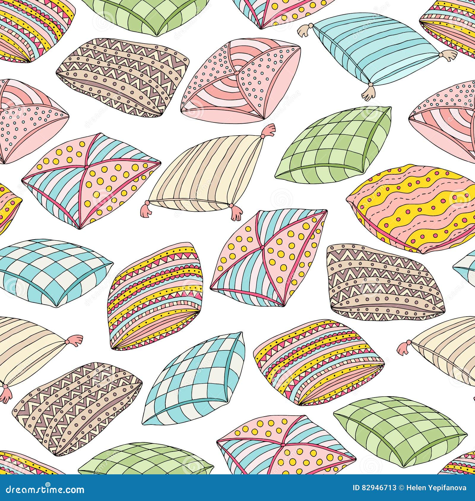 Vector Seamless Pattern with Colorful Pillows. Stock Vector ...