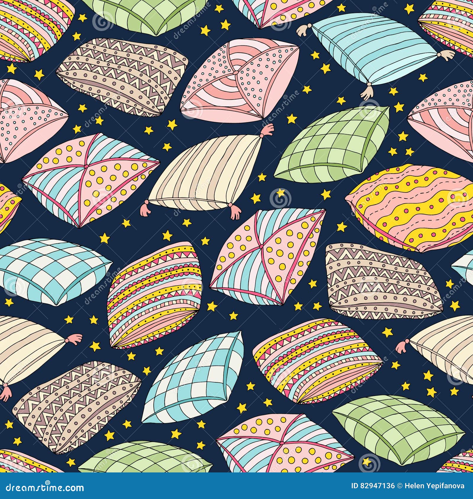 Vector Seamless Pattern with Colorful Pillows. Texture and Wallpaper ...