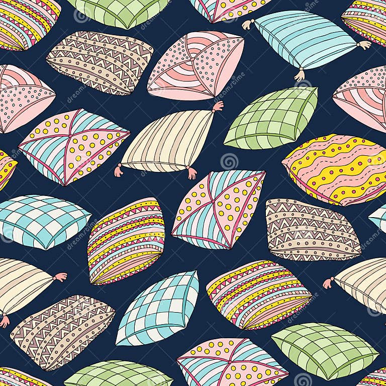 Vector Seamless Pattern with Colorful Pillows. Texture and Wallpaper ...