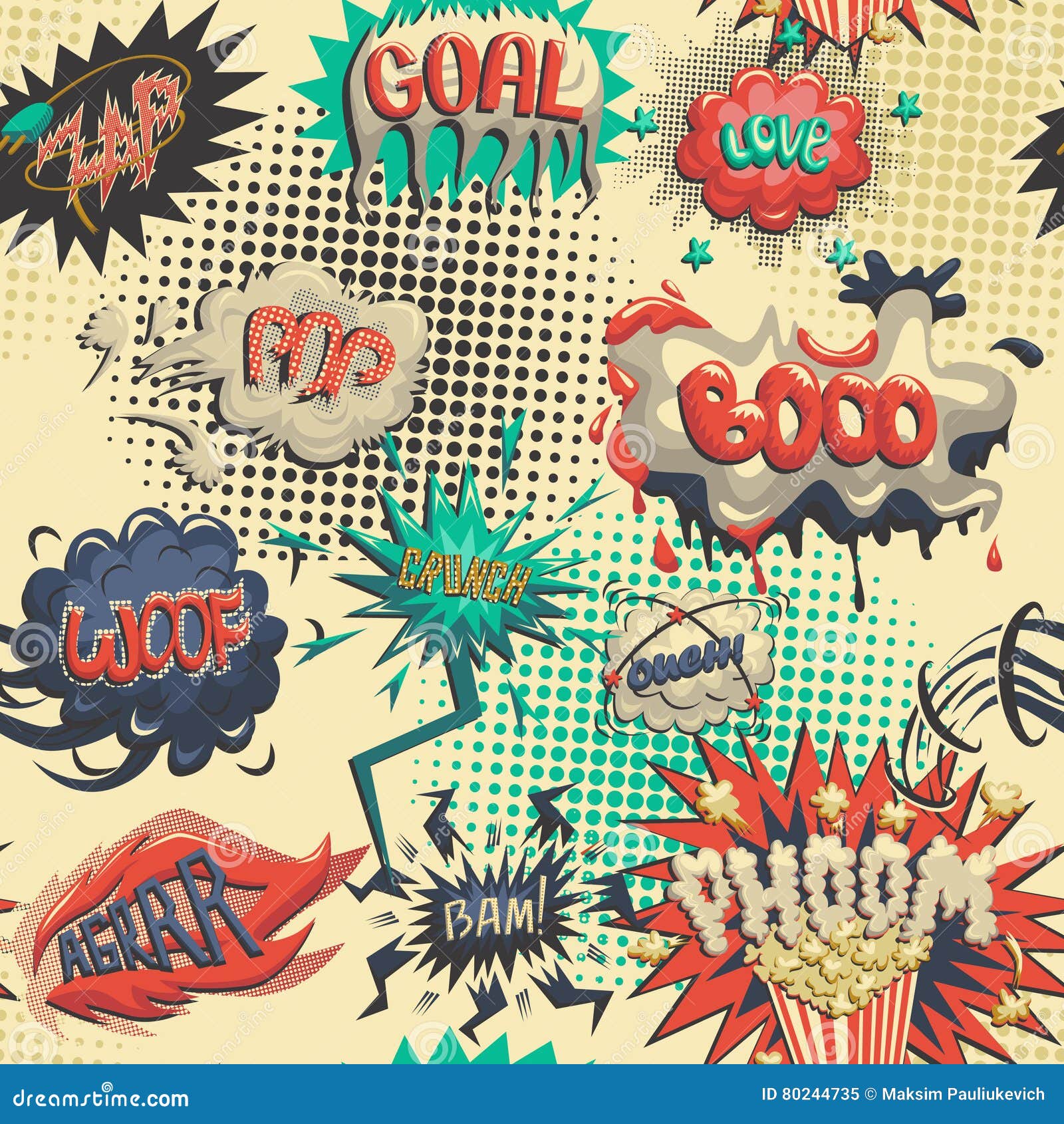 Vector Seamless Pattern of Comic Icon Stock Vector - Illustration of ...