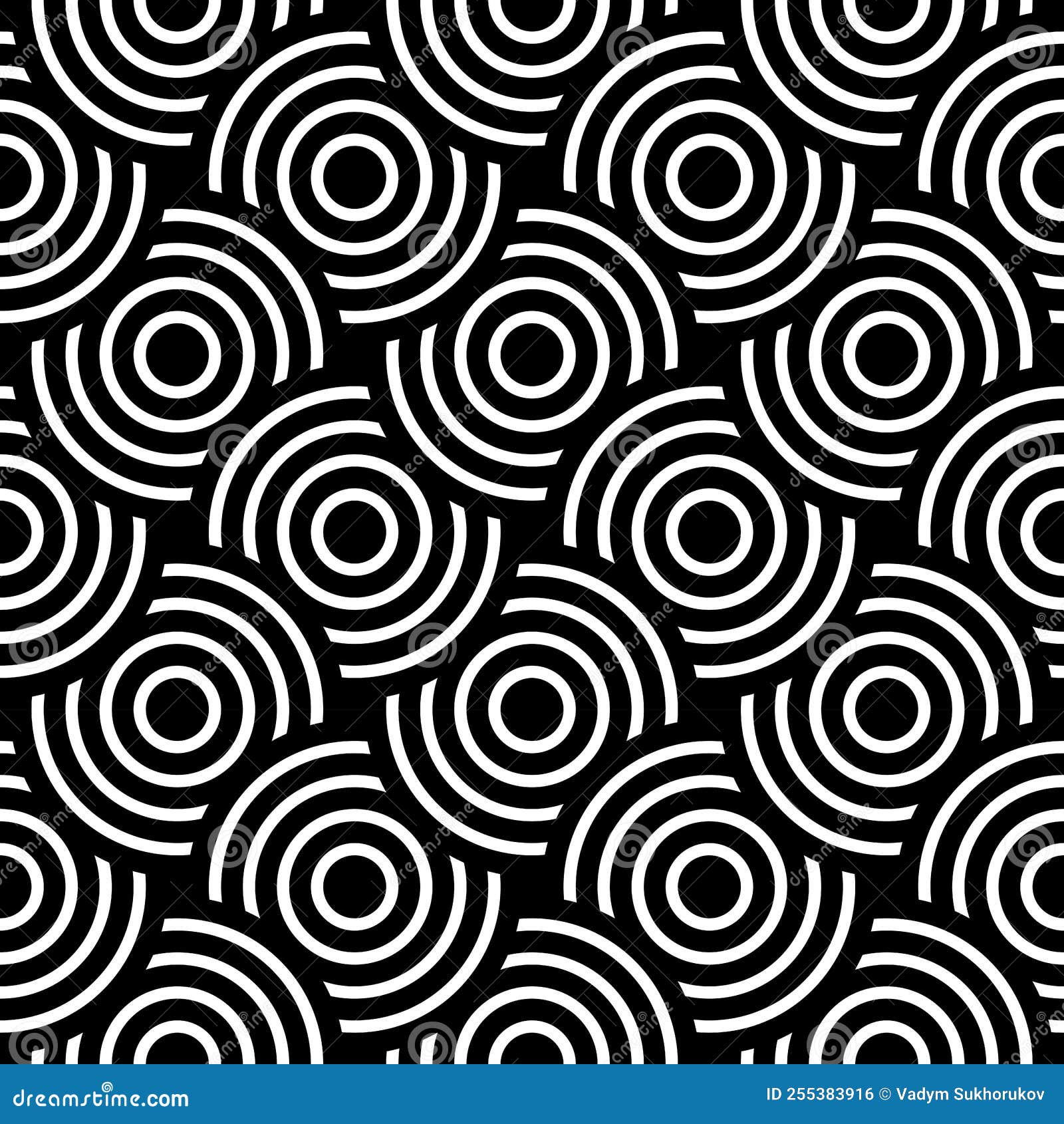 Vector Seamless Pattern with Concentric Circles. Geometric Abstract ...