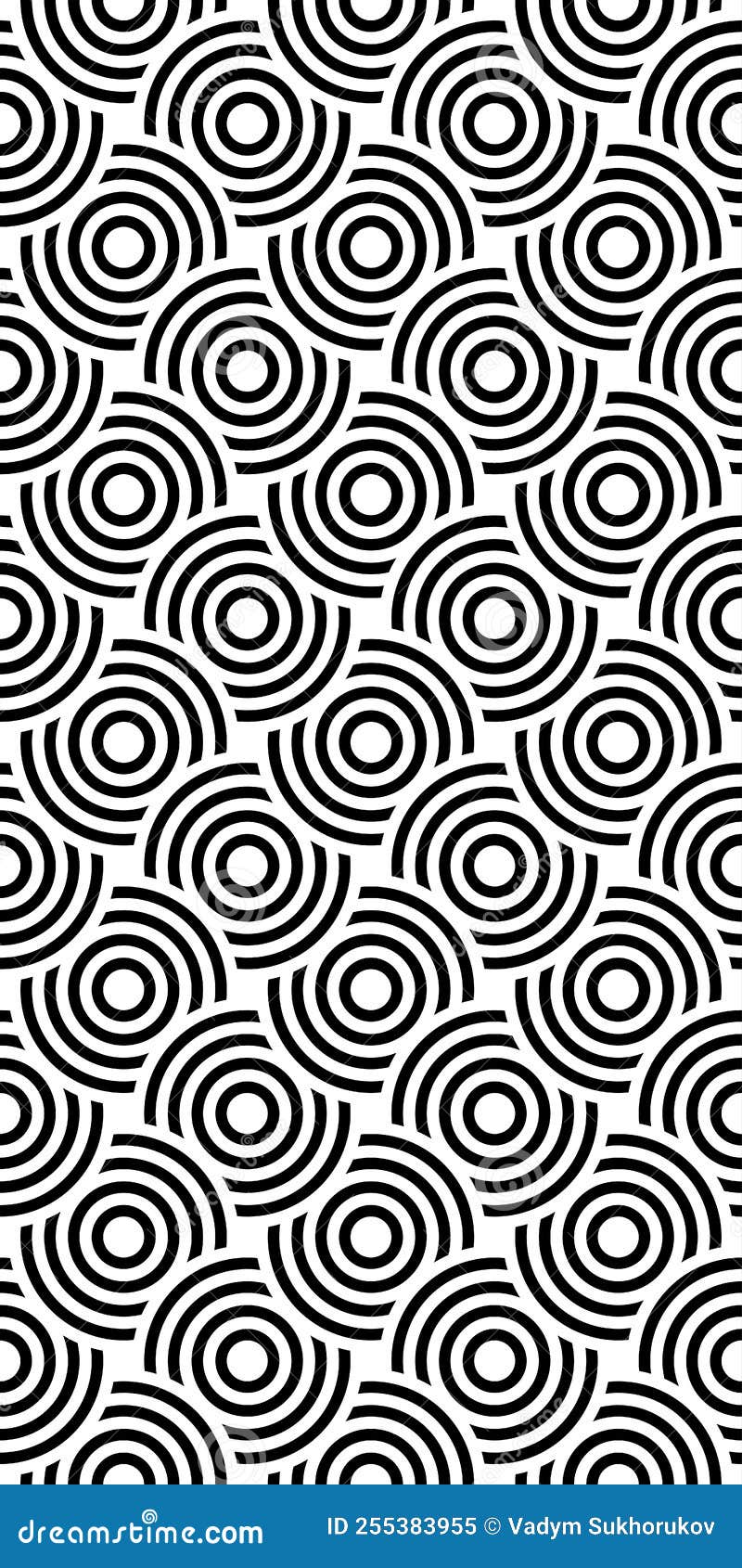 Vector Seamless Pattern With Concentric Circles Geometric Abstract