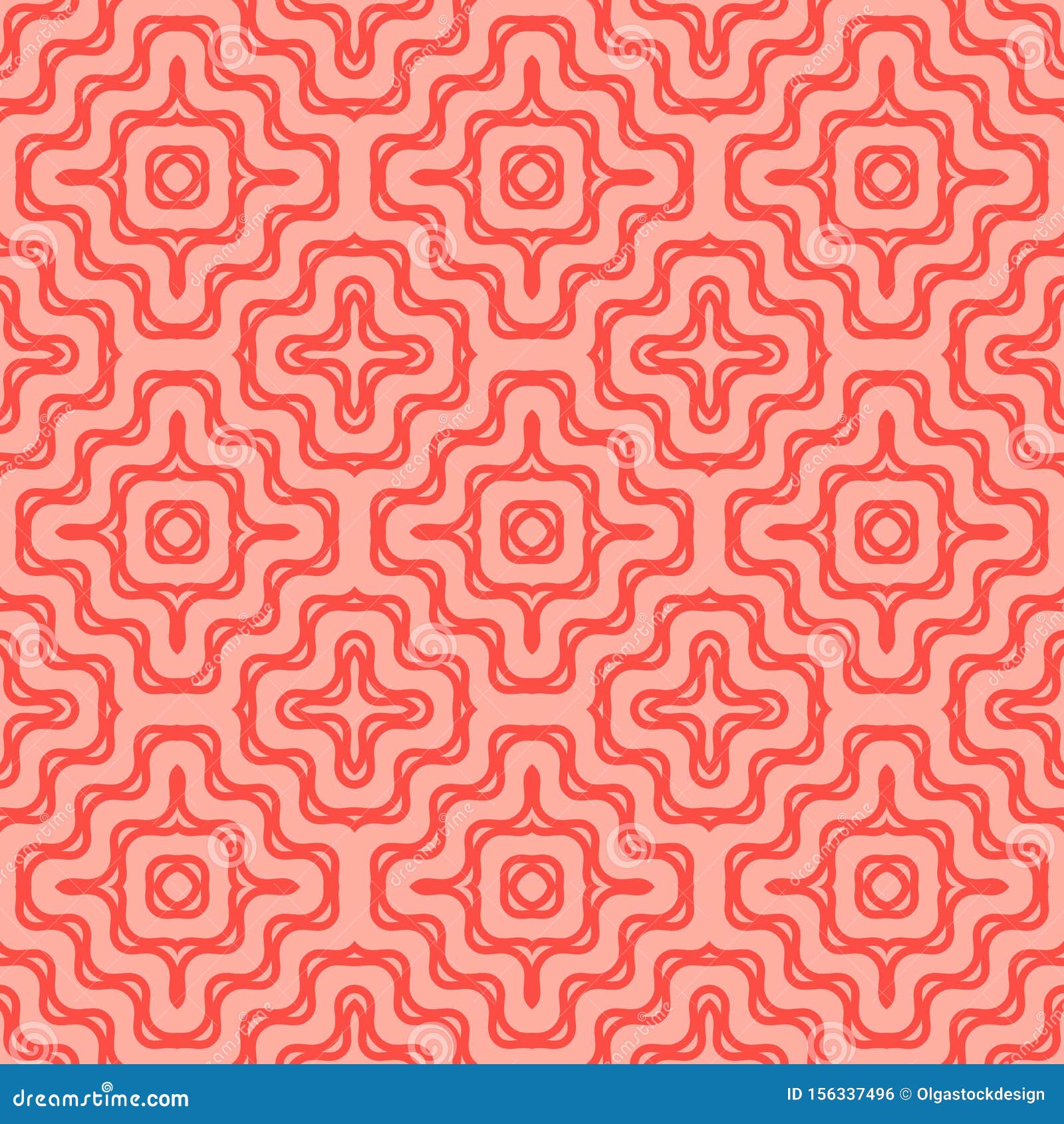 Vector Seamless Pattern with Concentric Waves, Curved Lines. Red and ...
