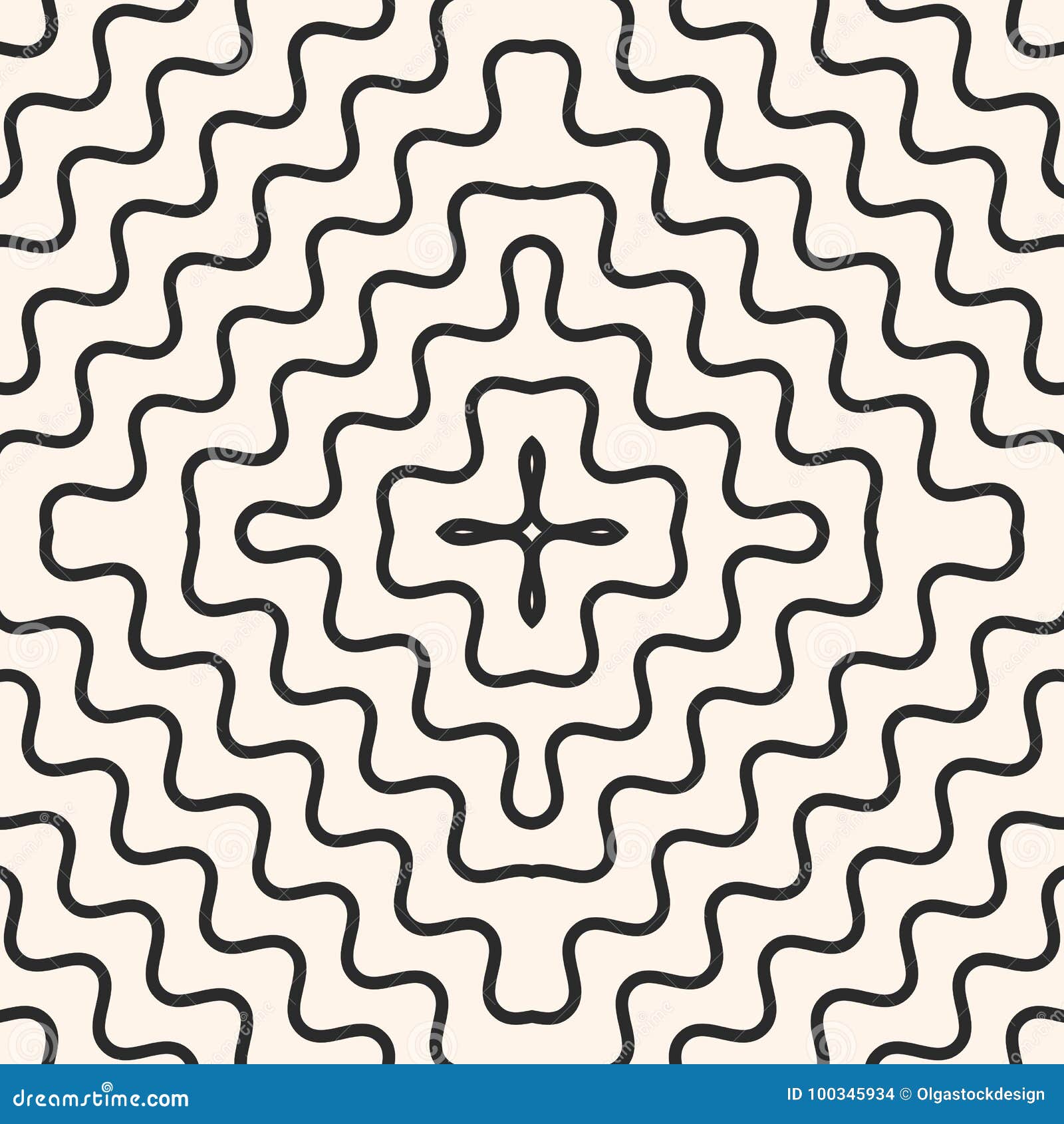 Vector Seamless Pattern with Concentric Wavy Lines. Stock Vector ...