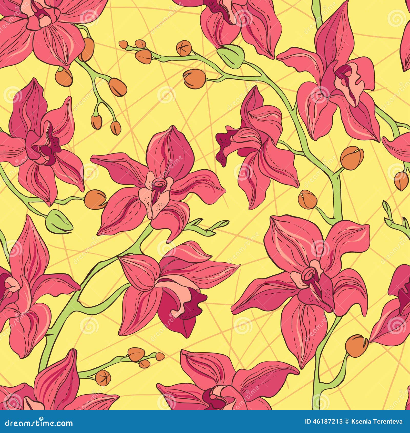 Vector Seamless Pattern Consist of Orchids Stock Vector - Illustration ...