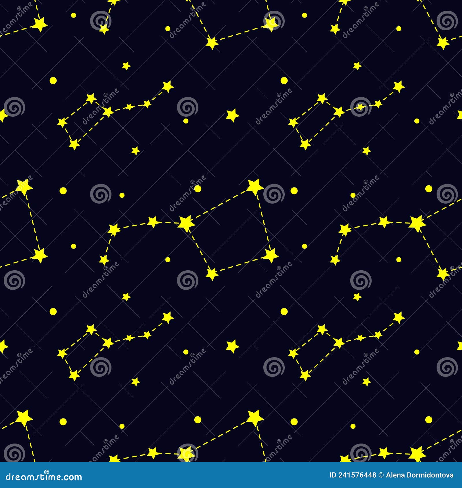 Vector Seamless Pattern Constellation Ursa Major in Doodle. Stock ...