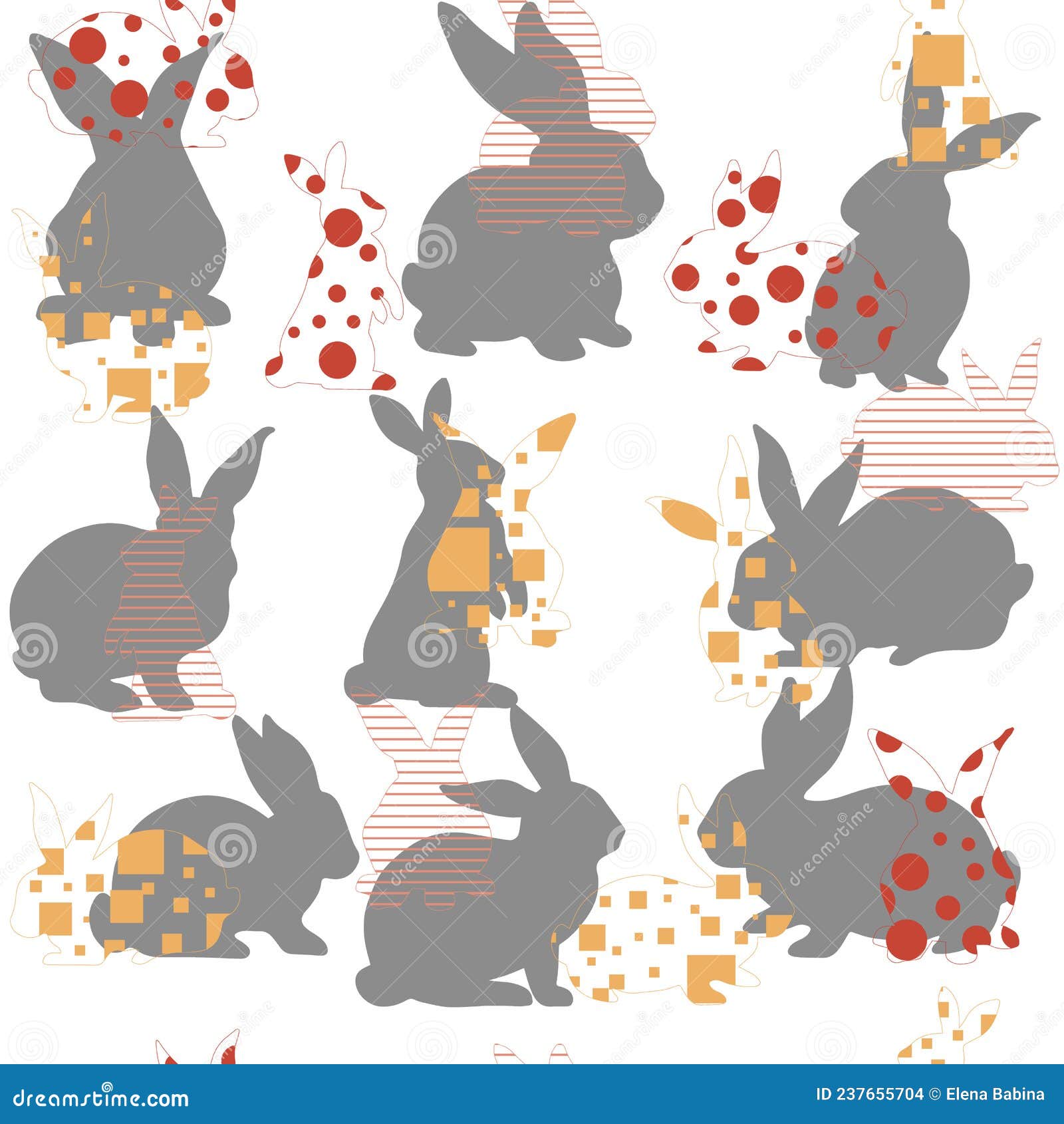 Patterns with Hares or Rabbits Stock Vector - Illustration of fabric ...