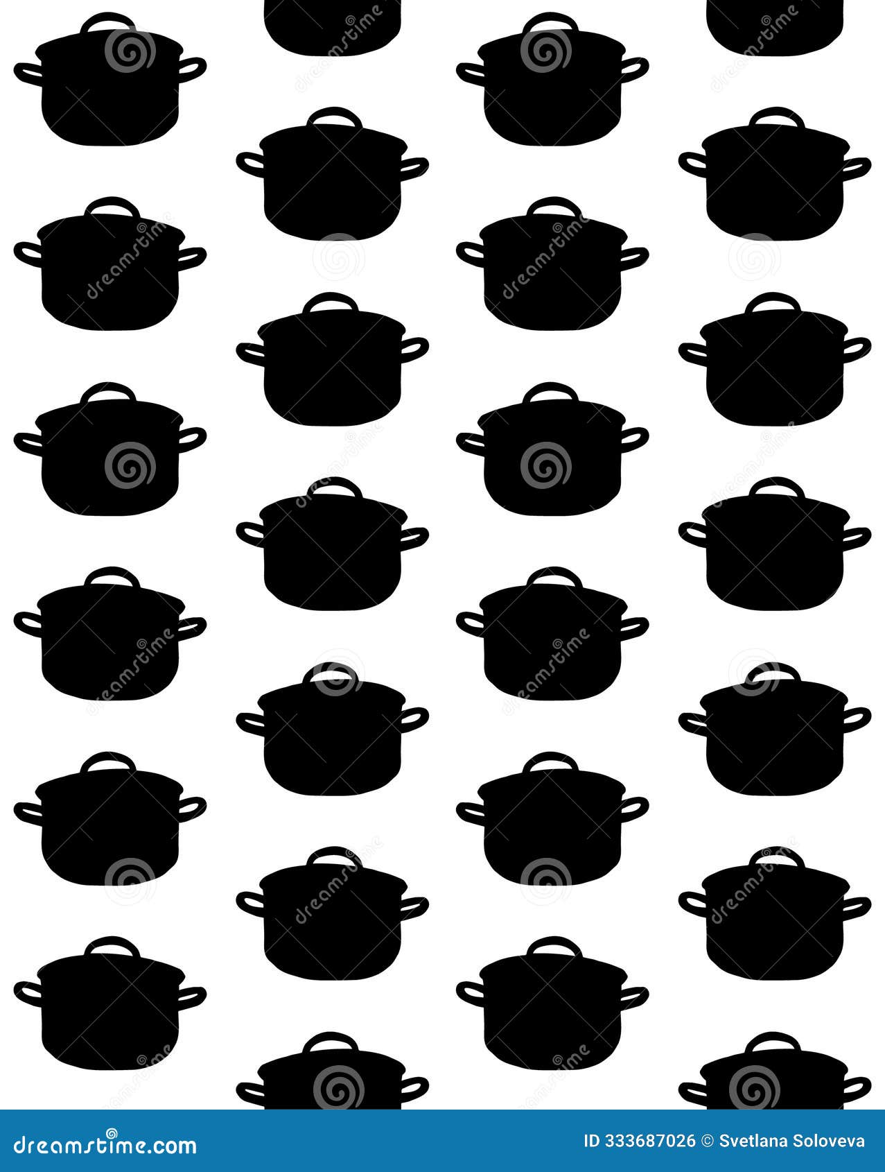 Vector Seamless Pattern of Cooking Pot Silhouette Stock Illustration ...