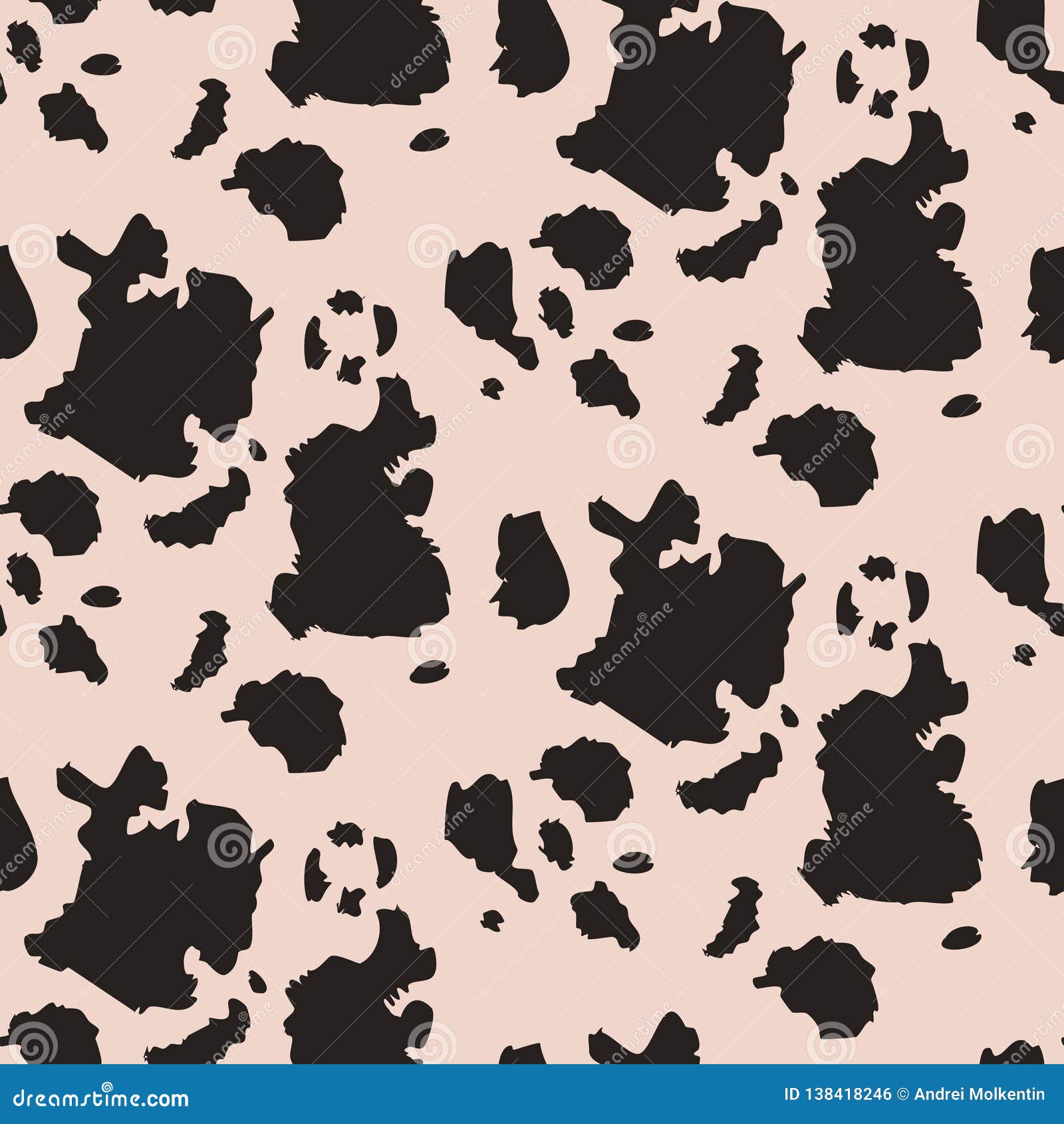 Vector Seamless Pattern with Cow Skin. Endless Modern Background Stock ...