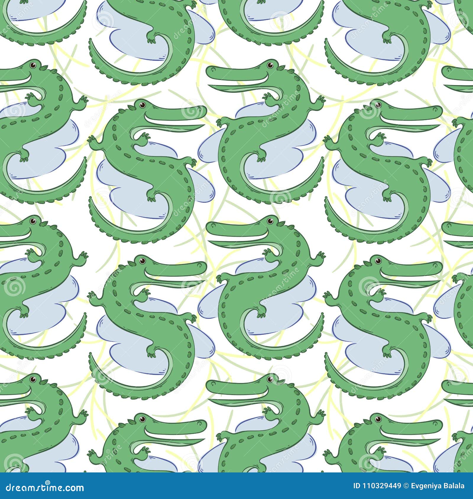 Vector Seamless Pattern with Crocodiles. Hand-drawn Winter Illustration ...
