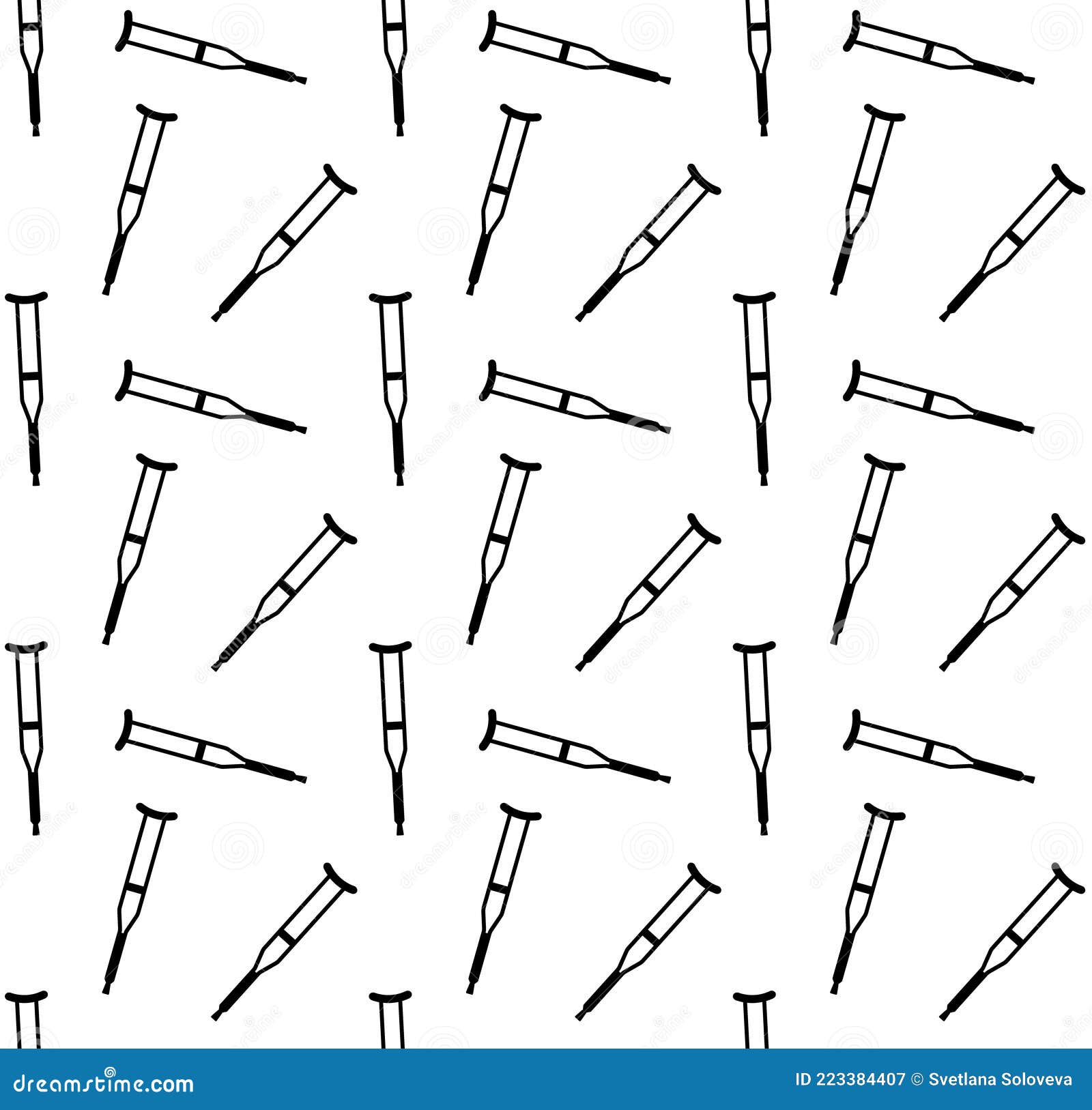 Vector Seamless Pattern of Crutch Silhouette Stock Vector ...
