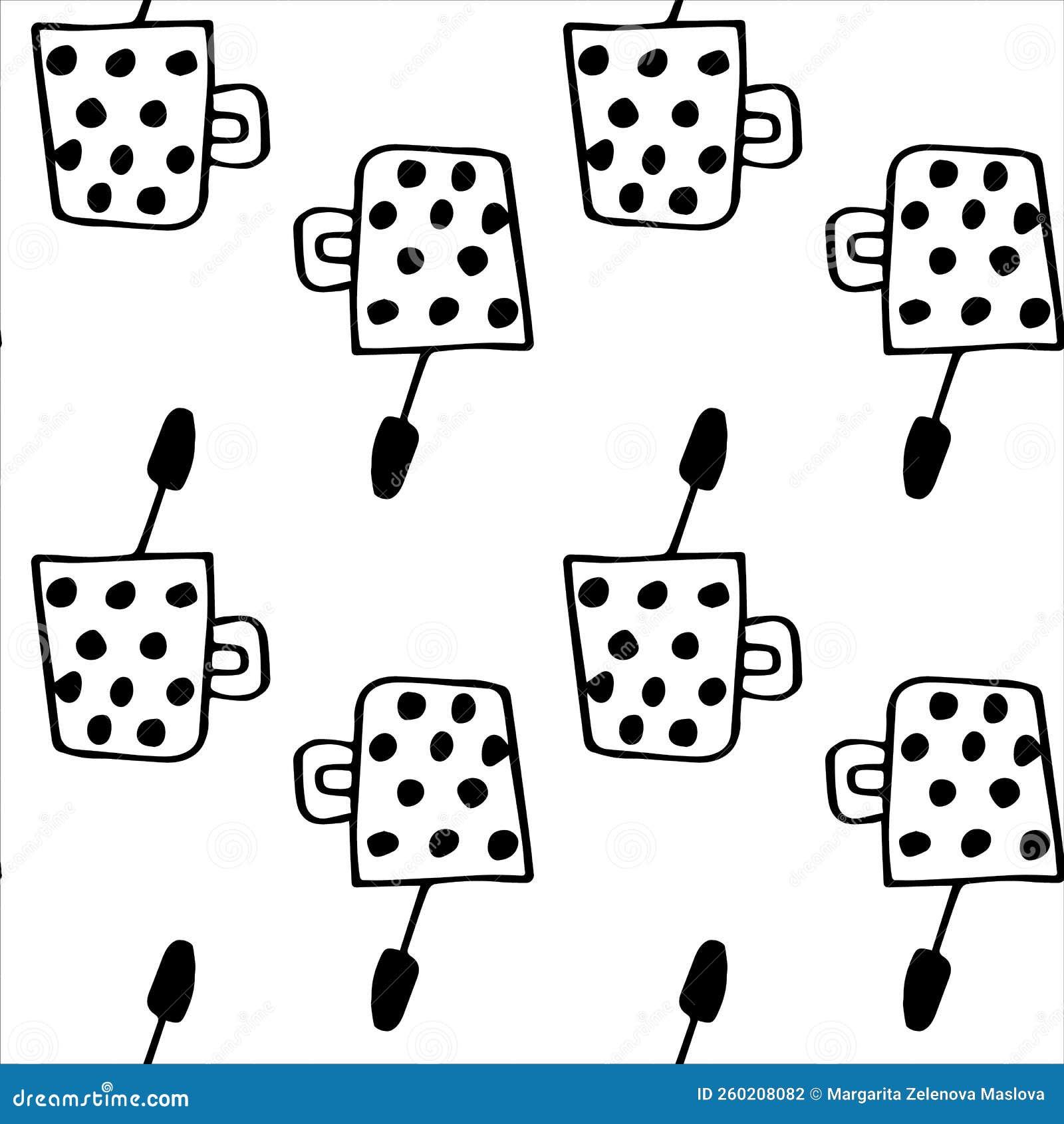 Seamless Pattern of a Cup with a Spoon Stock Vector - Illustration of ...