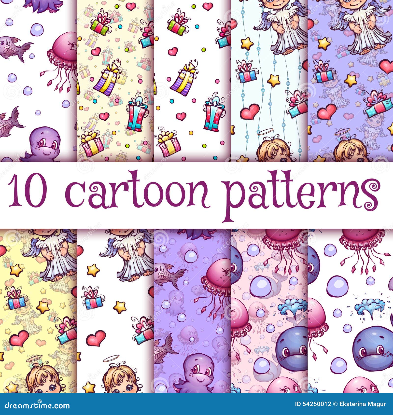 Vector Seamless Pattern with Cute Cartoon Stock Vector - Illustration ...