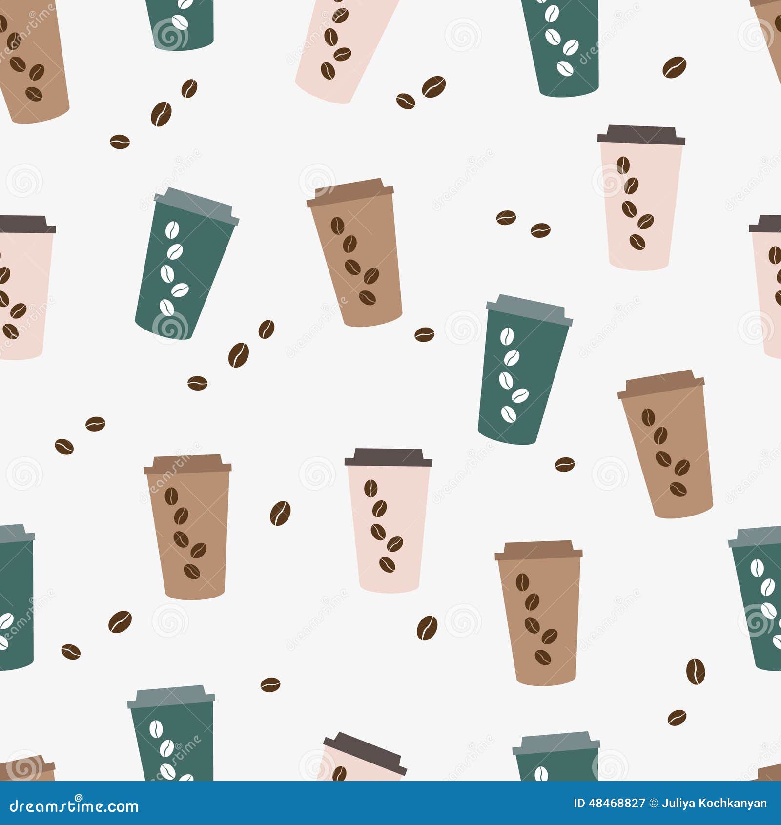 Vector Seamless Pattern Cute Coffee Cup Stock Vector - Illustration of ...
