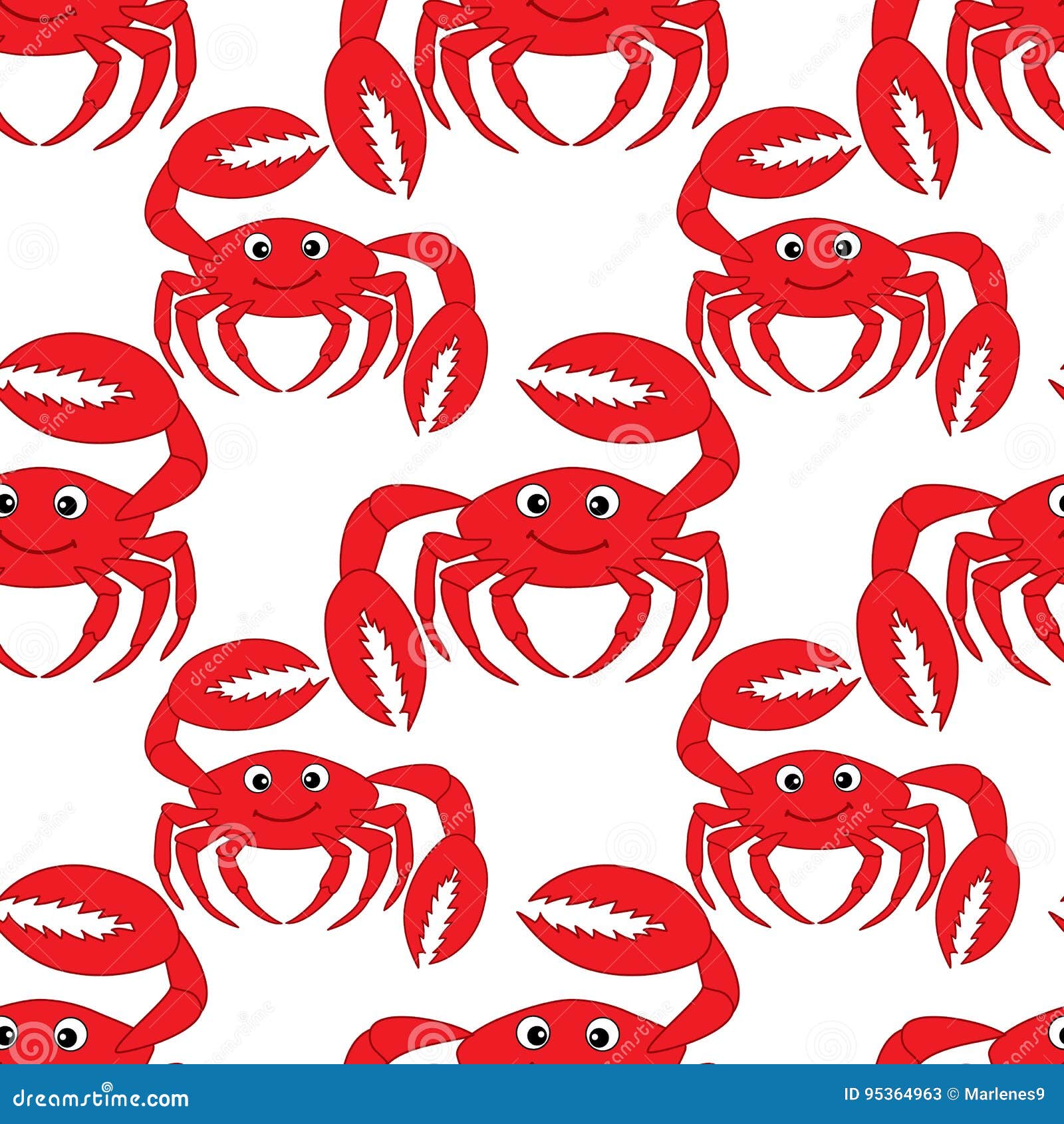 Vector Seamless Pattern with Cute Crabs. Crab Seamless Pattern Vector ...