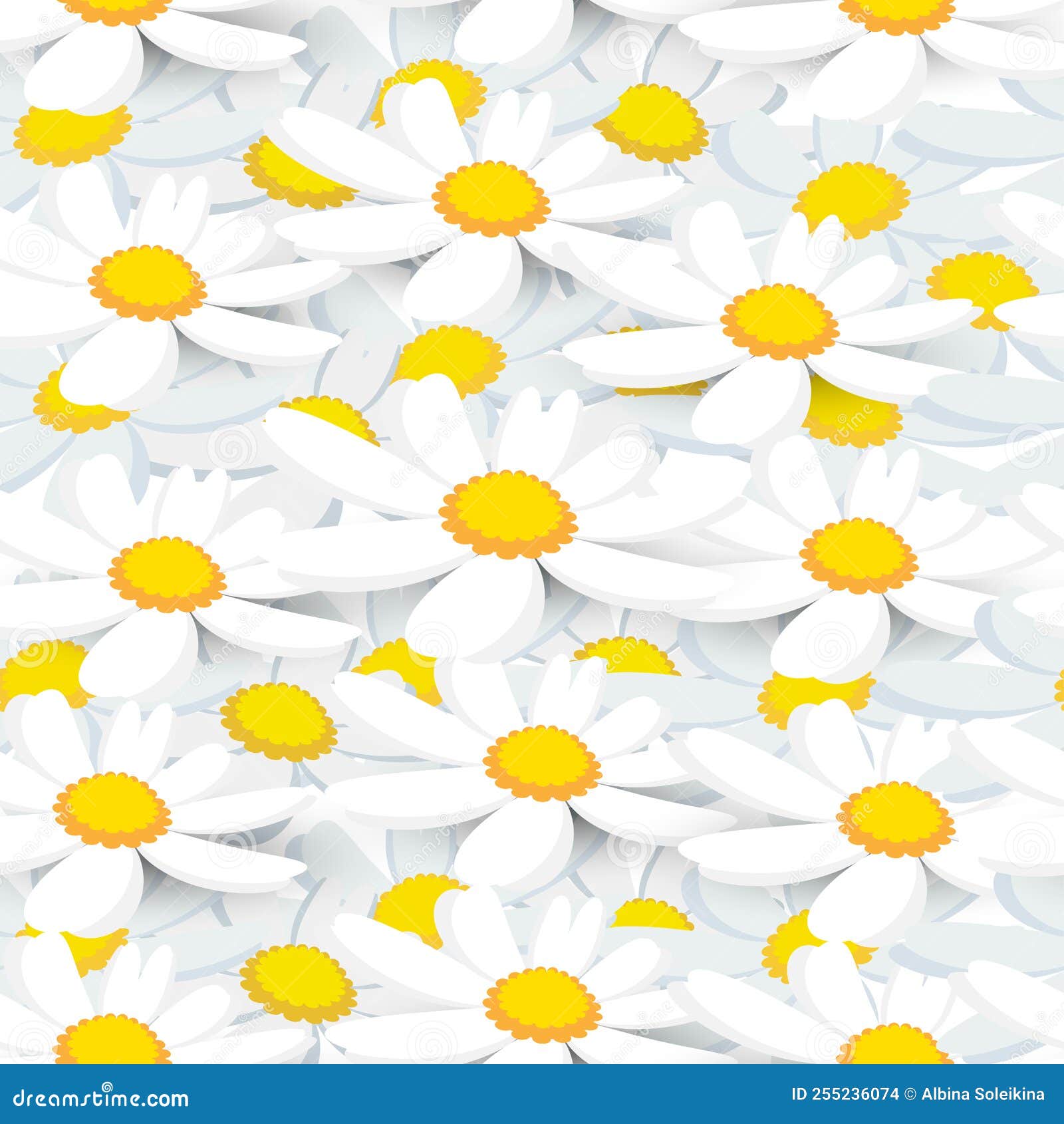 Vector Seamless Pattern with Cute Daisies Background Stock Vector ...