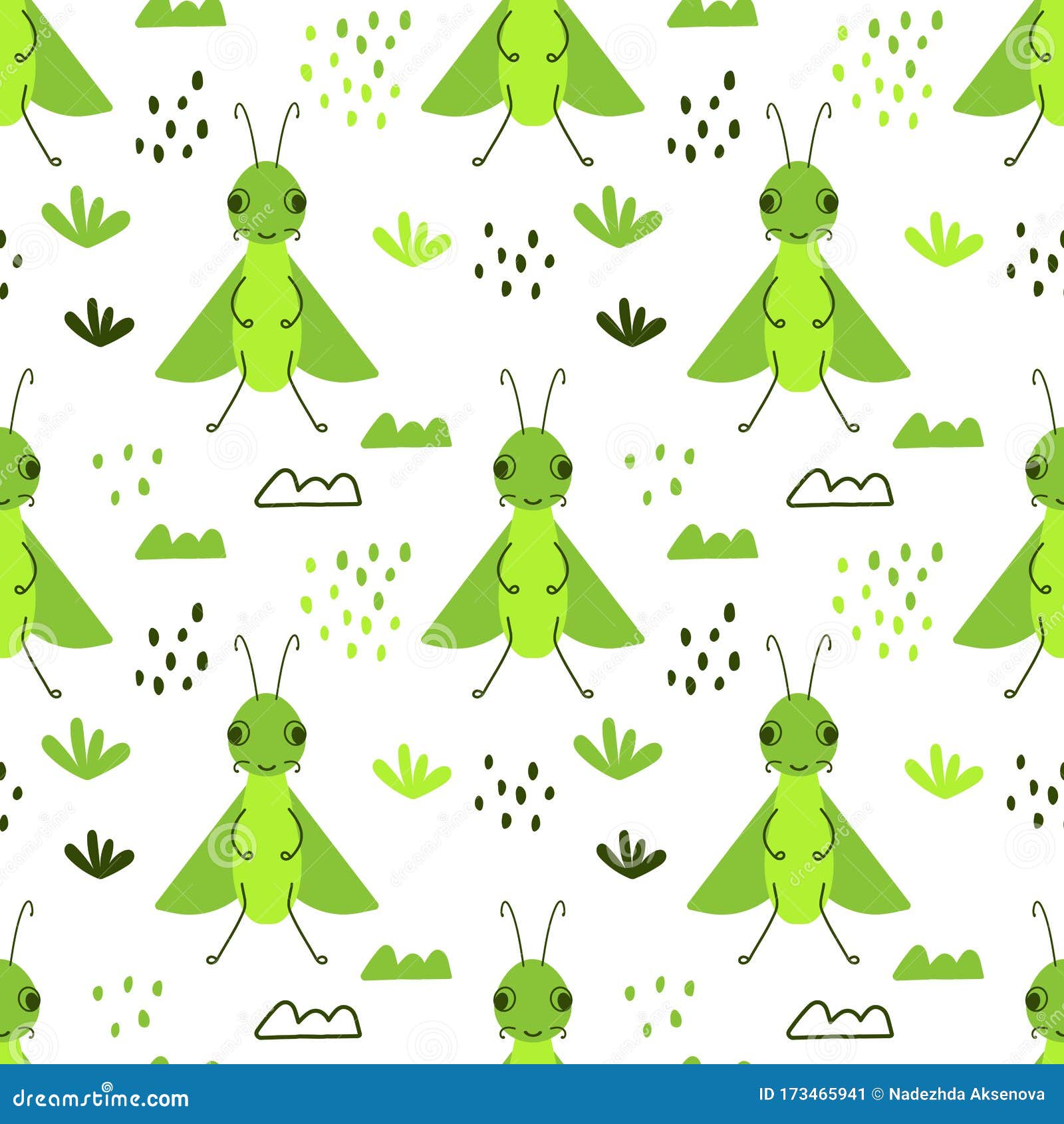 Vector Seamless Pattern with Cute Insect Bug and Doodle Elements on a ...