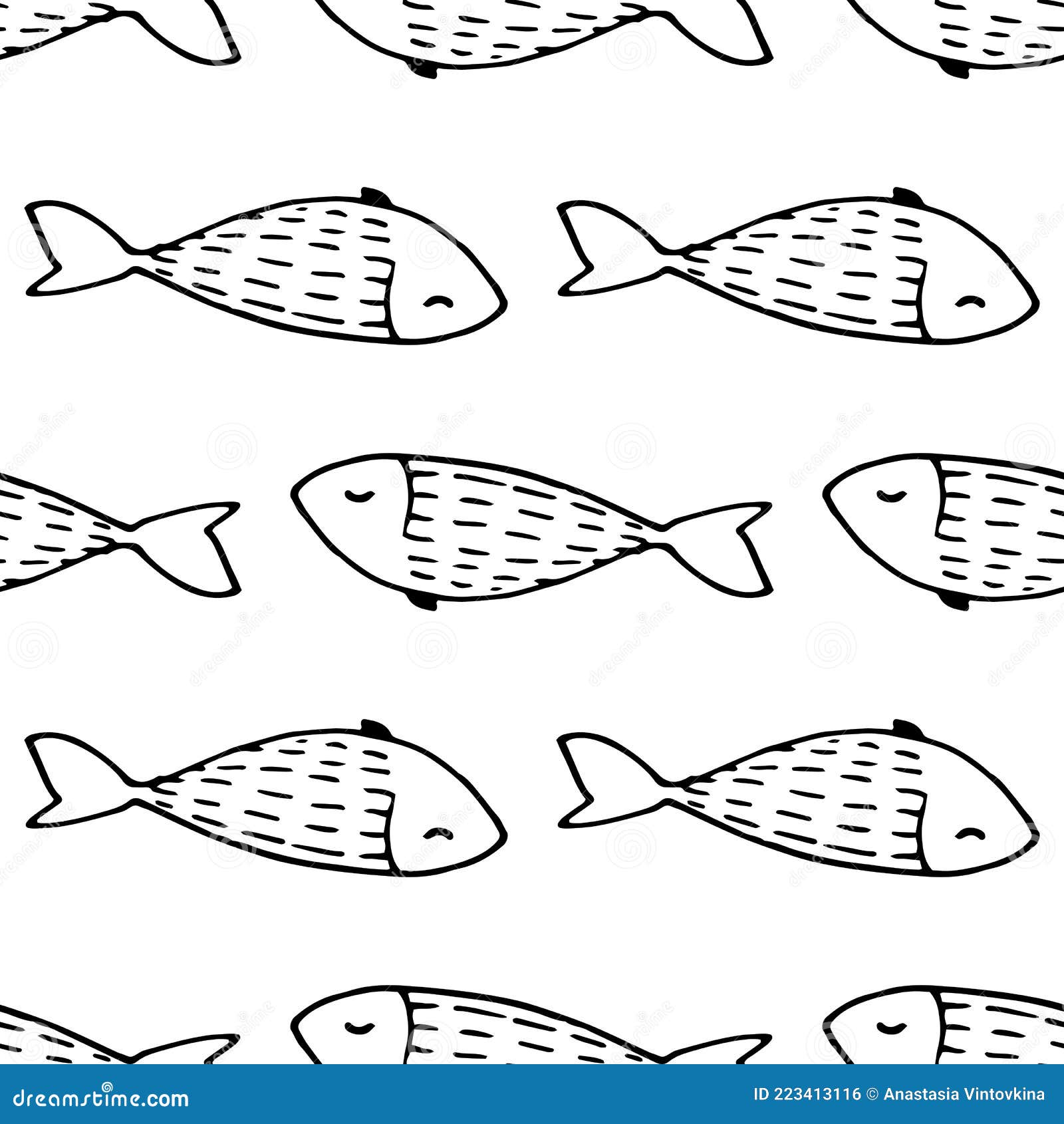 Vector Seamless Pattern of Cute Karakul Fish with a Pattern of Scales ...