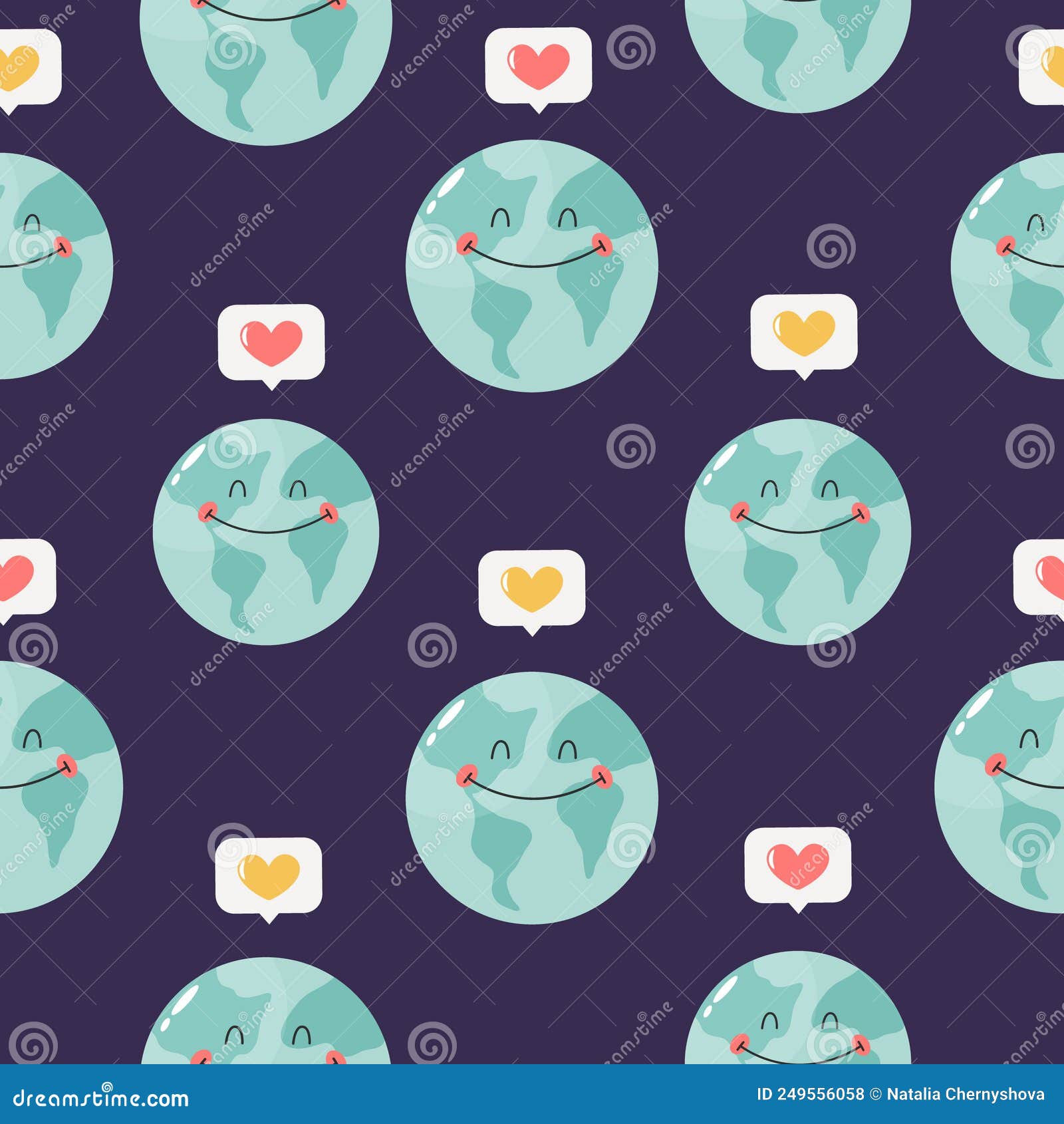 Vector Seamless Pattern with Cute Planet Earth Stock Vector ...