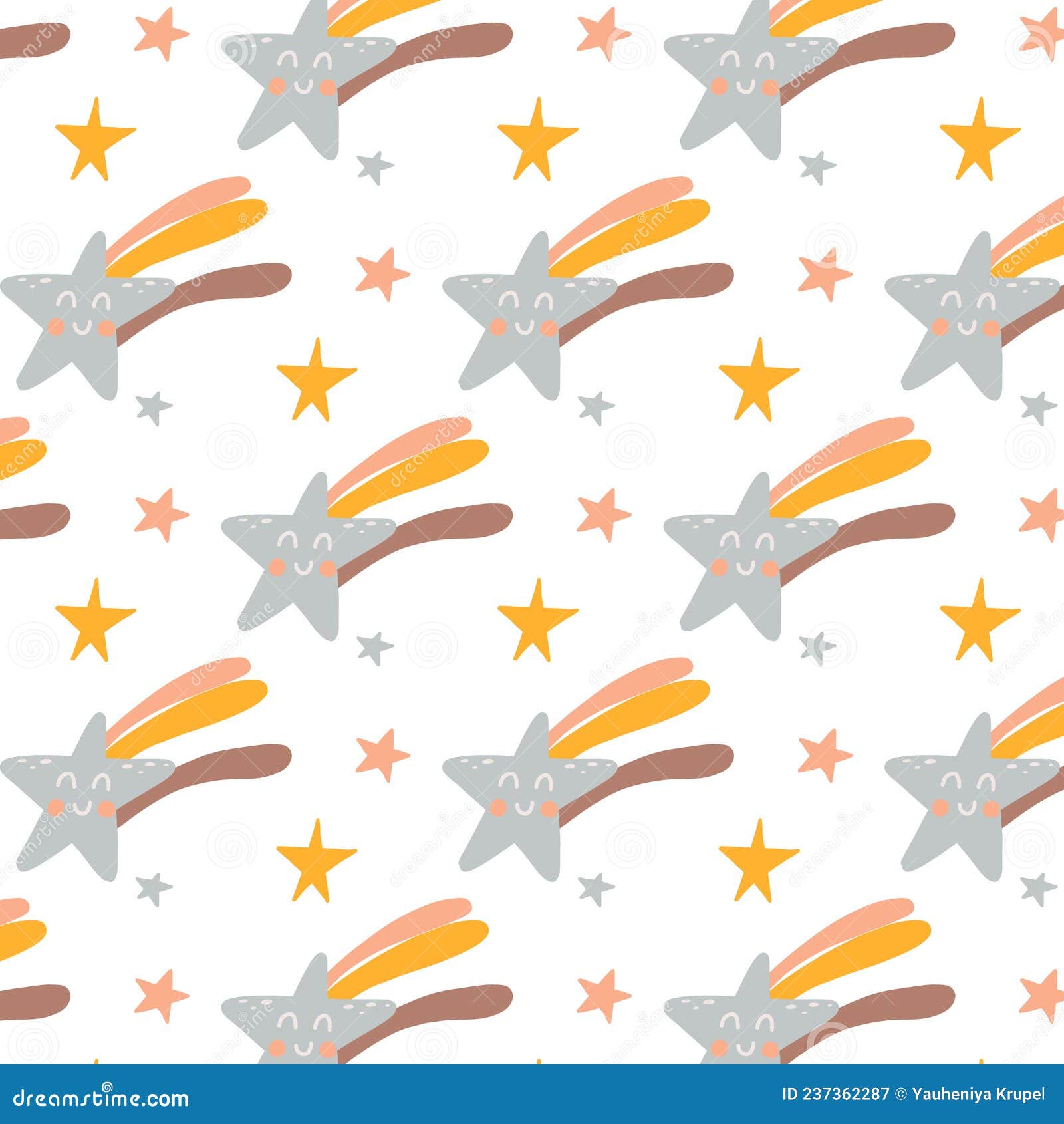 Vector Seamless Pattern with Cute Shooting Star. Stock Vector ...