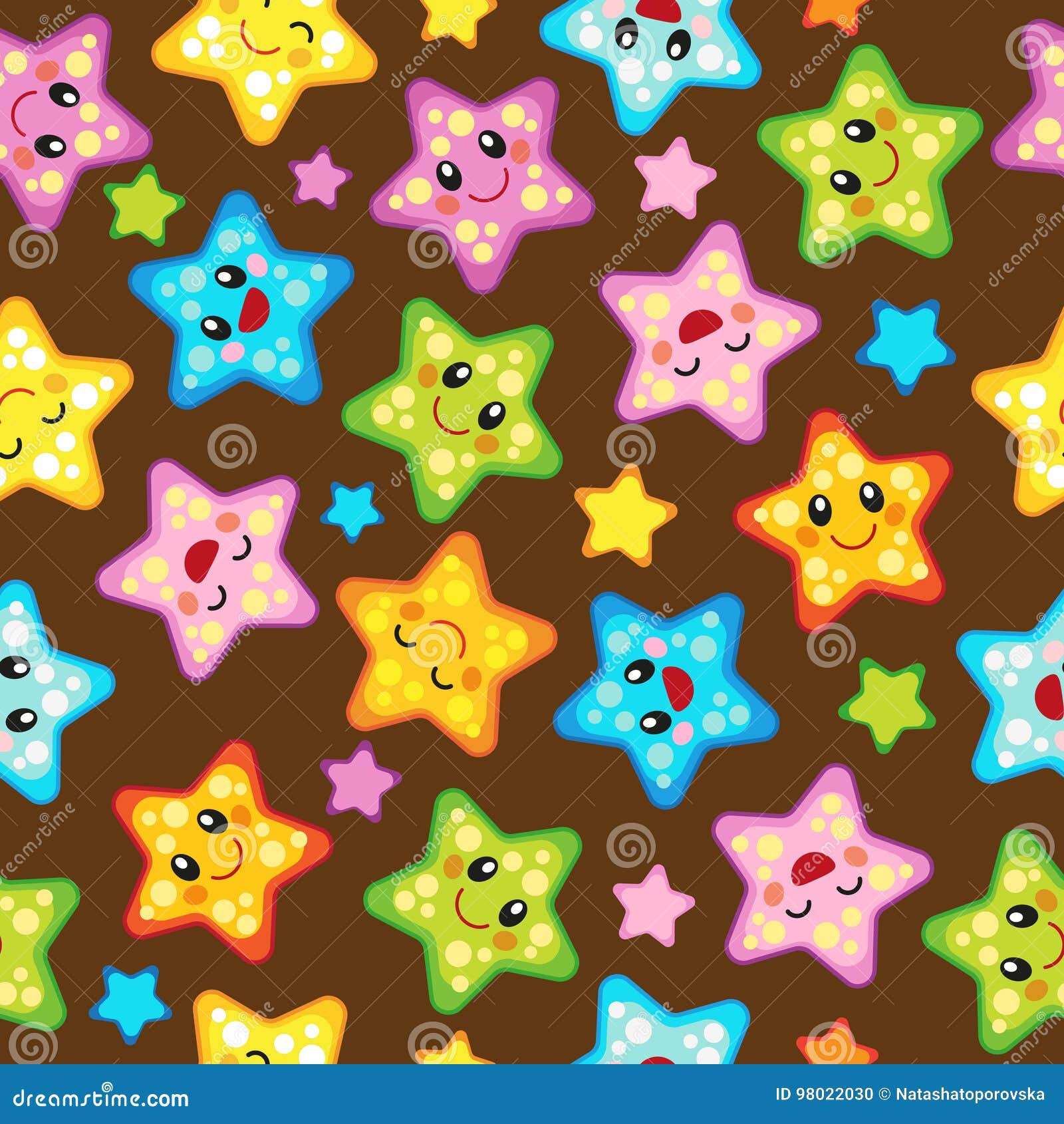 Vector Seamless Pattern with Cute Stars. Joyful Design with Star ...