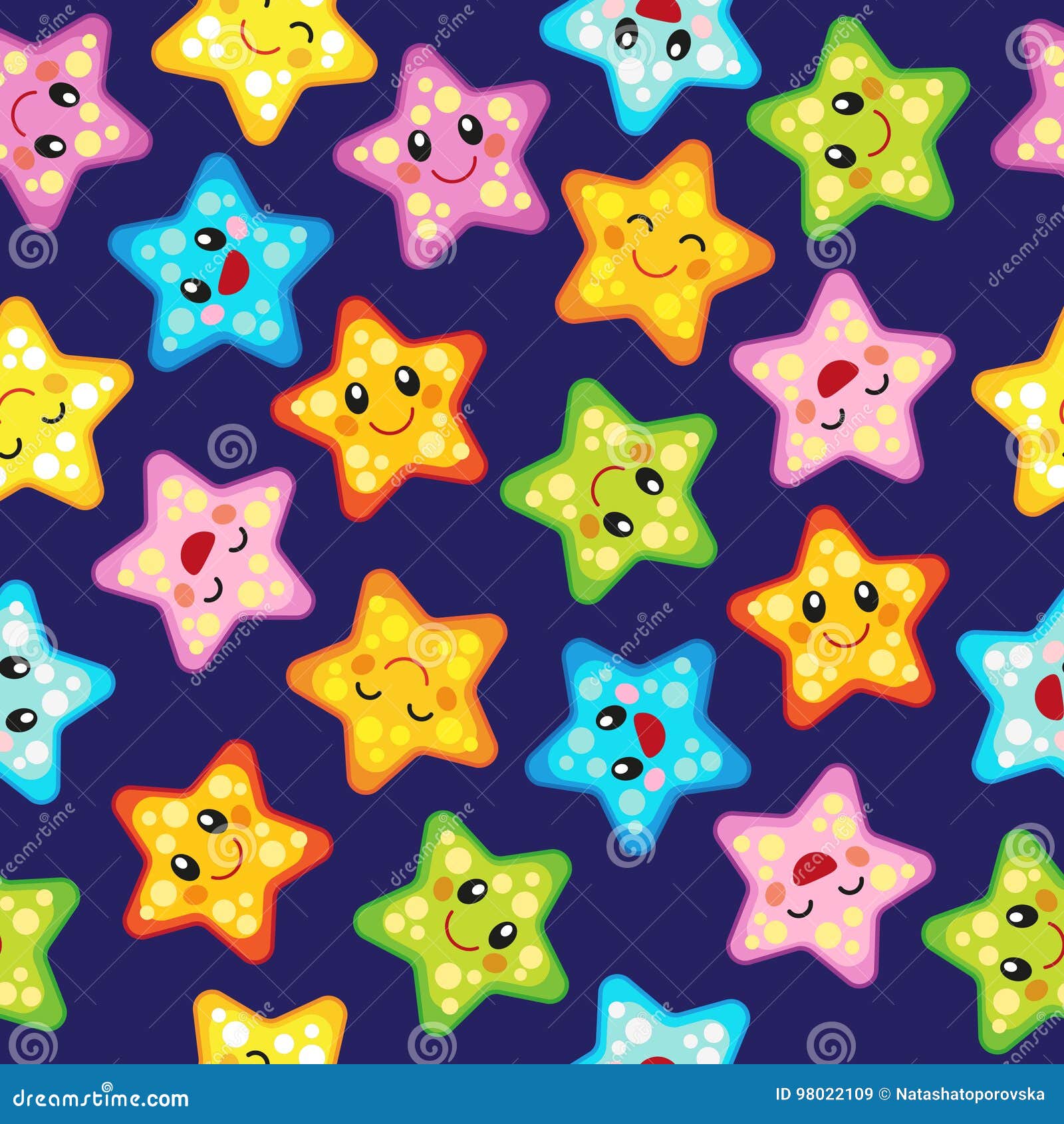 Vector Seamless Pattern with Cute Stars. Joyful Design with Star ...