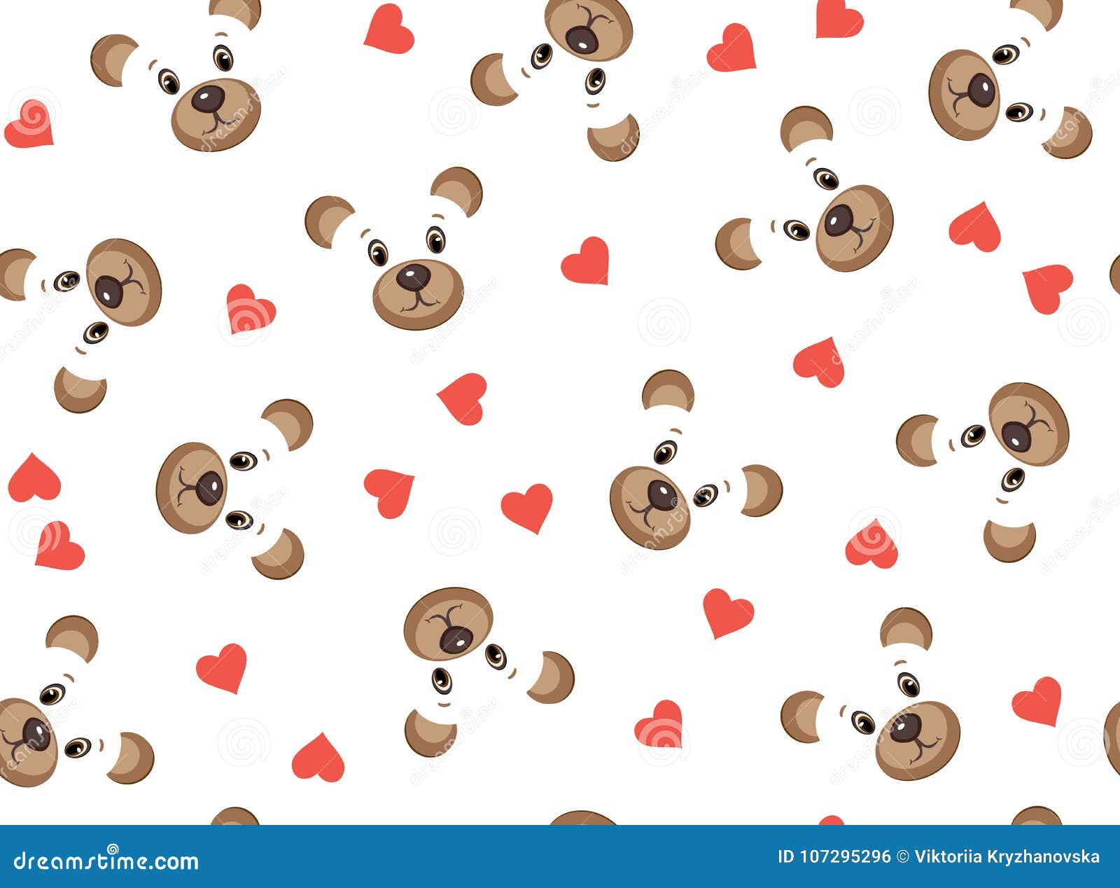 Vector Seamless Pattern Cute Teddy. Stock Vector - Illustration of bear ...