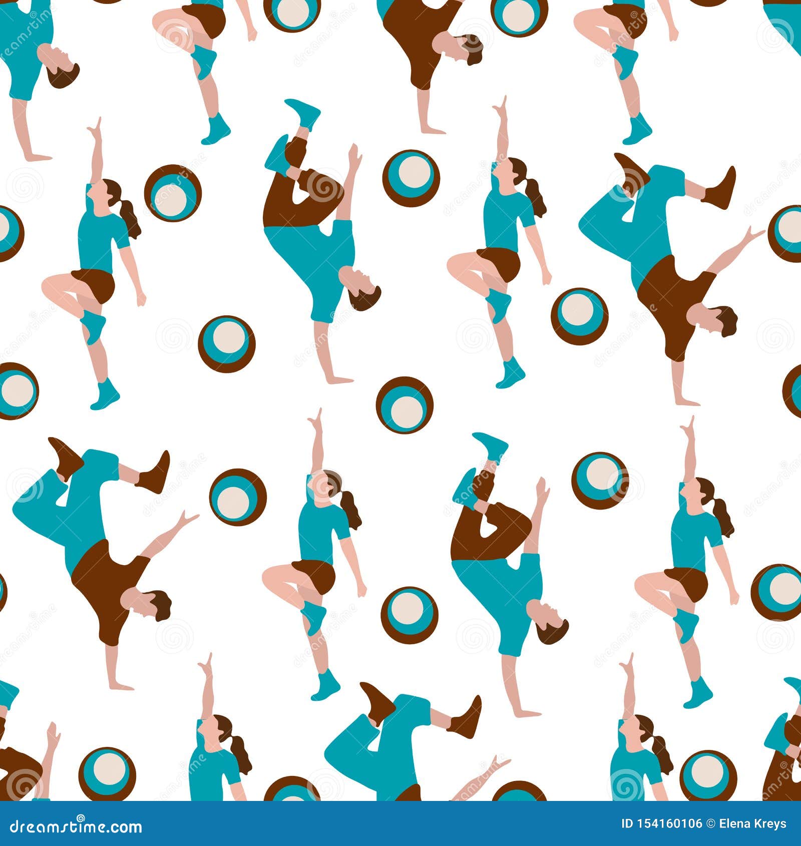 Vector Seamless Pattern with Dancing People Stock Vector - Illustration ...