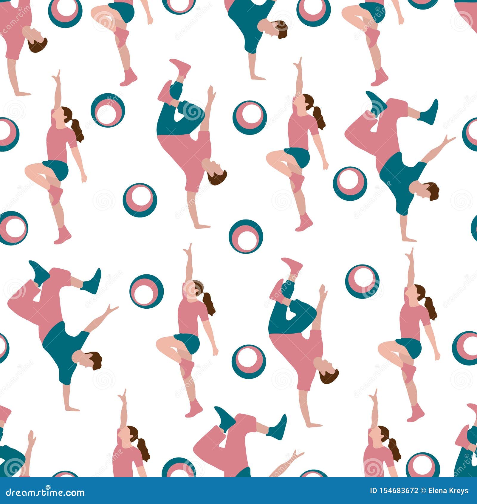 Vector Seamless Pattern with Dancing People Stock Vector - Illustration ...