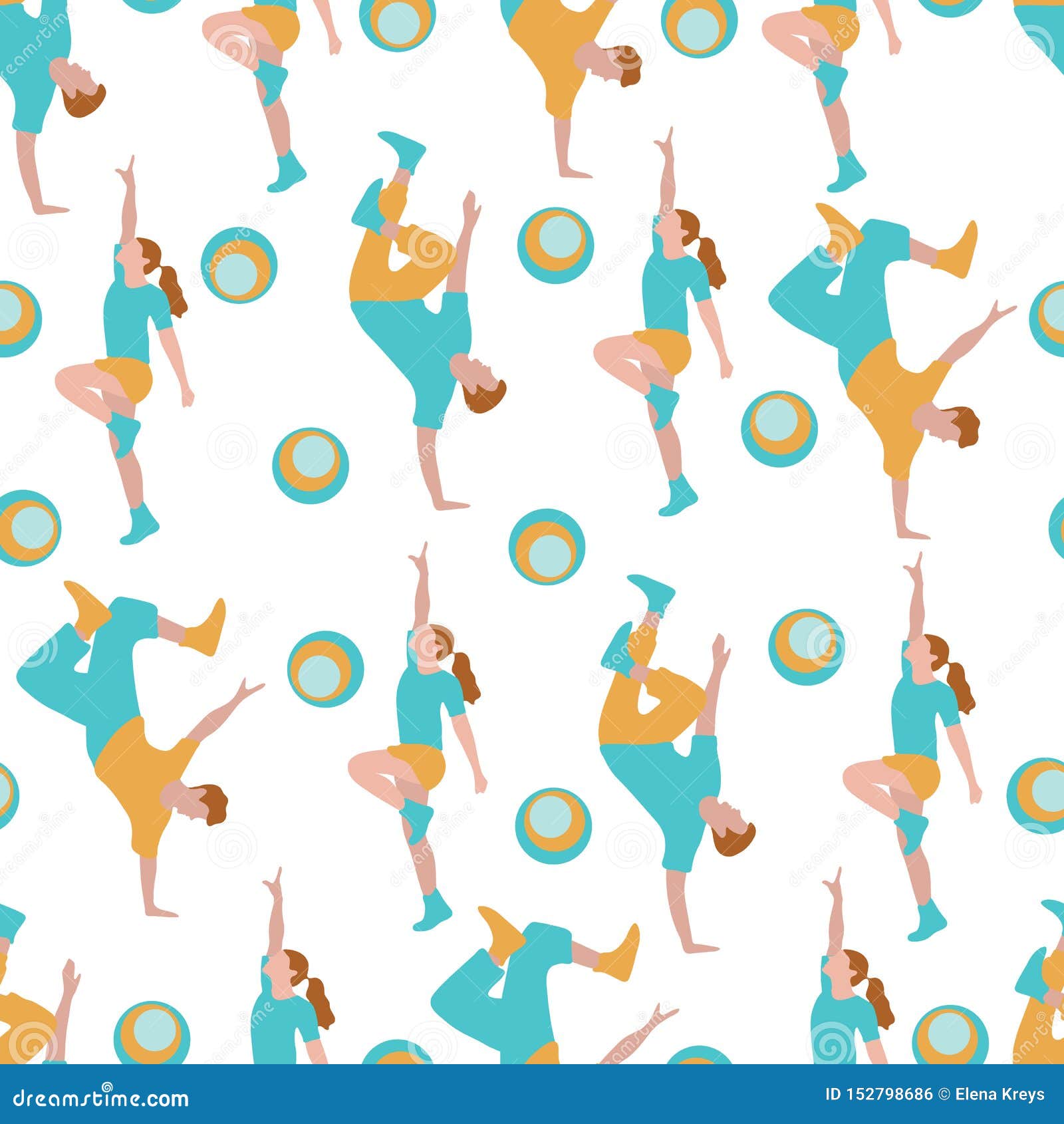 Vector Seamless Pattern with Dancing People Stock Vector - Illustration ...