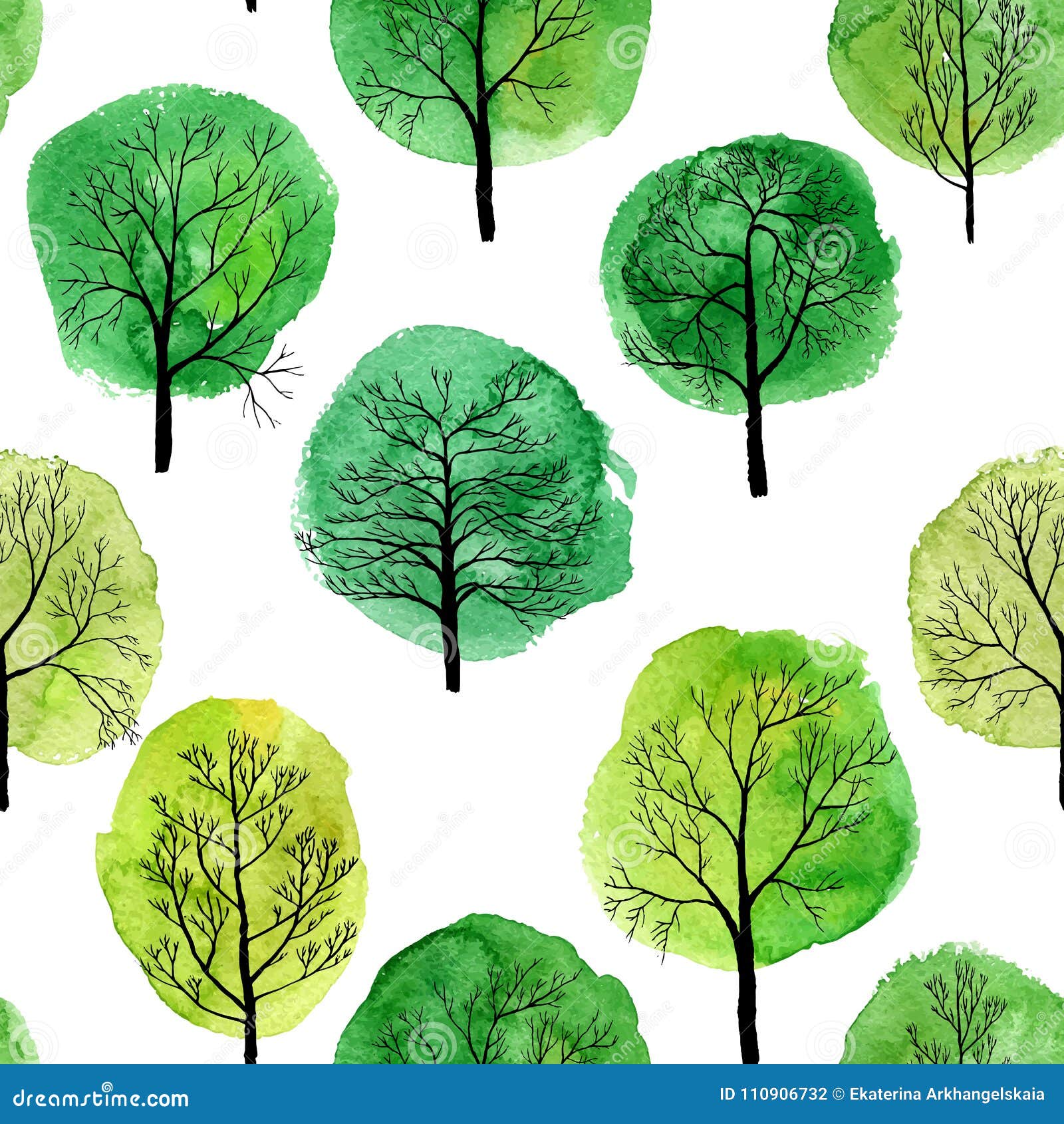 Vector Seamless Pattern with Deciduous Trees Stock Vector - Illustration of landscape, linden ...