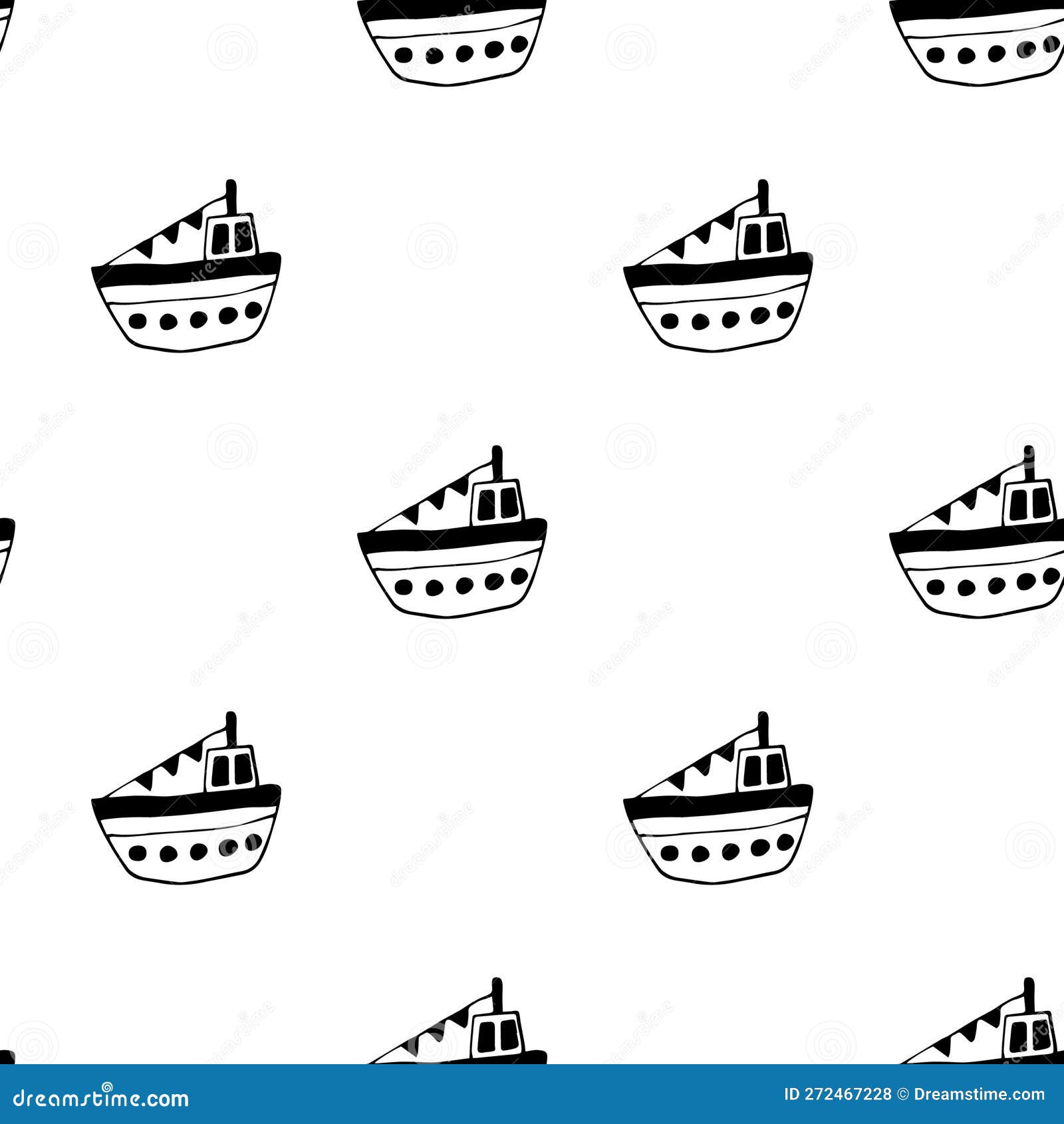 Vector Seamless Pattern of a Deck Boat . Stock Vector - Illustration of ...