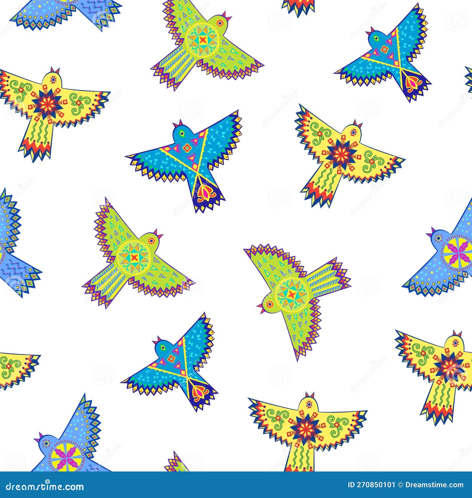 Vector Seamless Pattern with Decorative Bright Birds Stock Vector ...