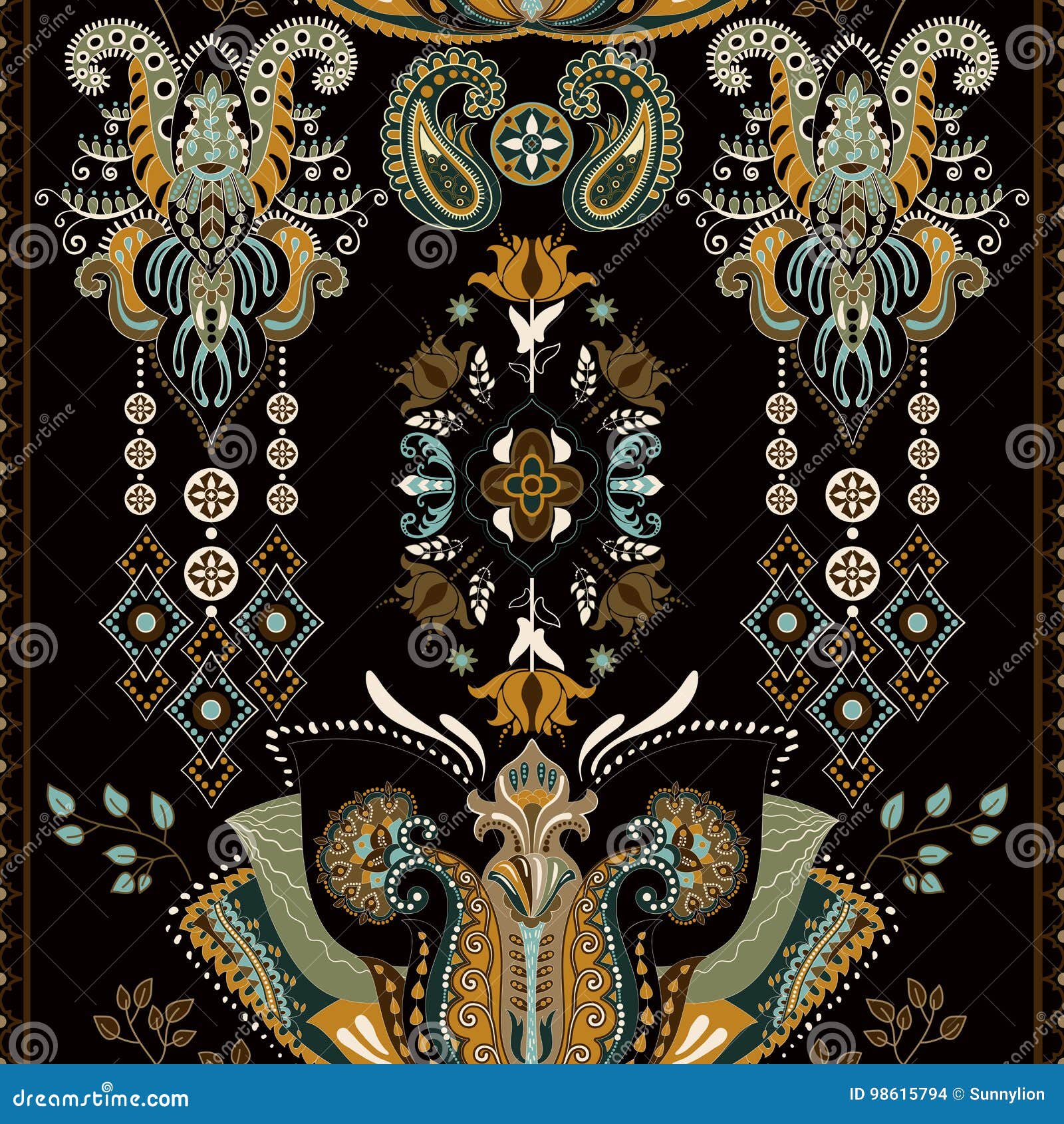Vector Seamless Pattern with Decorative Ethnic Elements. Decorative ...