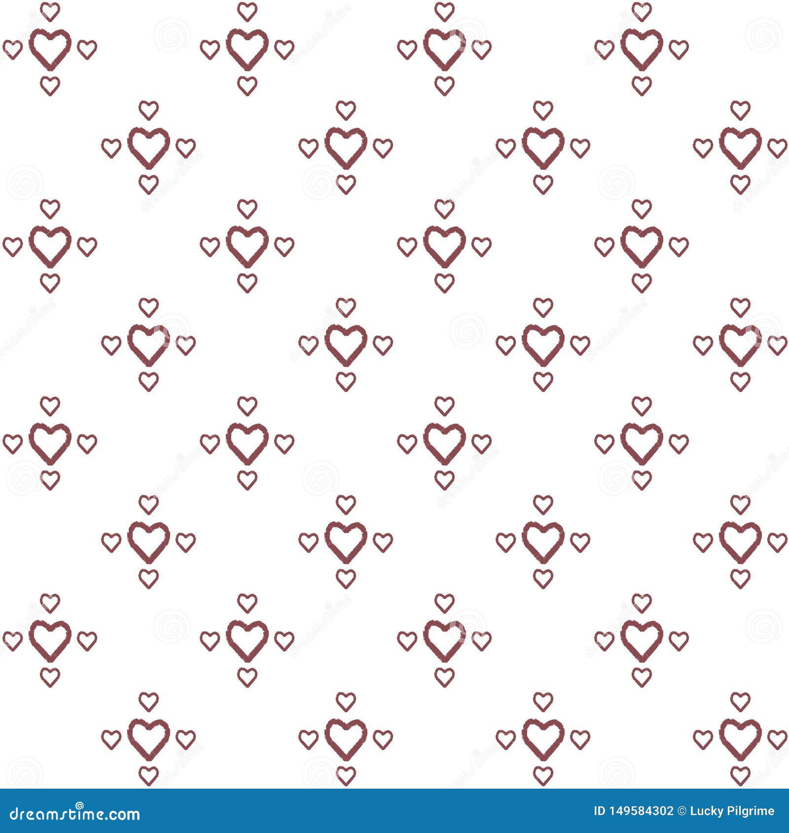 Vector Seamless Pattern of Decorative Hand Drawing Hearts in Minimalist ...