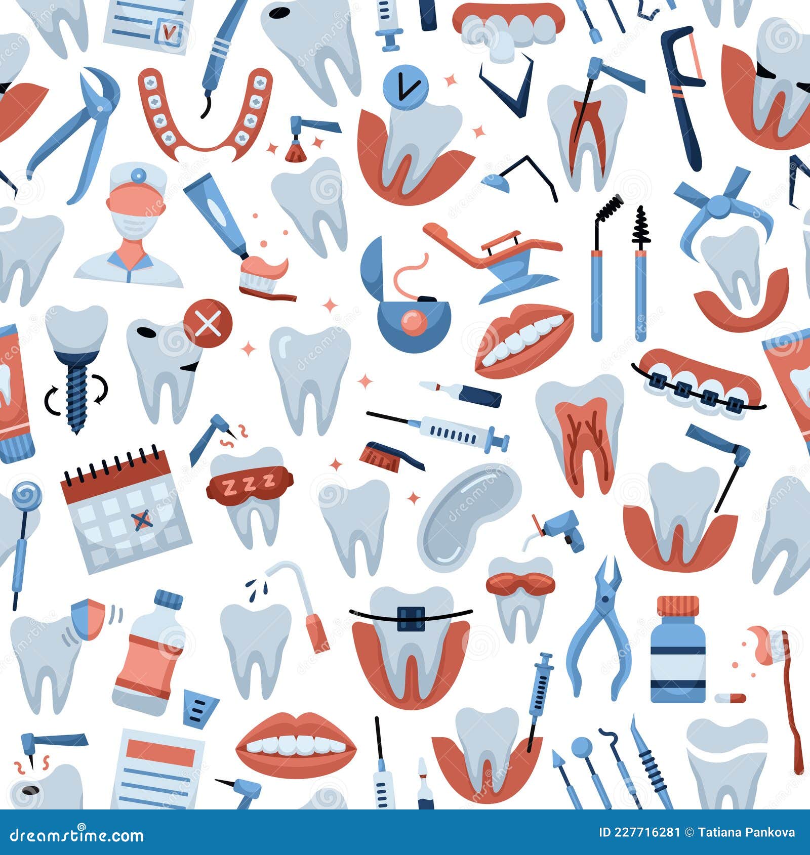 Vector Seamless Pattern with Dentistry Icons. Dental Background Stock ...